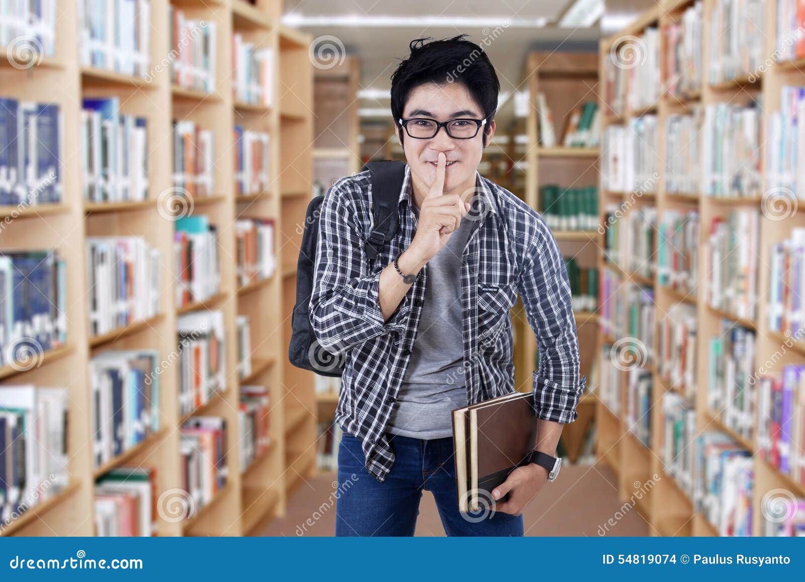 Male Student Making Silence Sign Stock Photo - Image of japanese ...