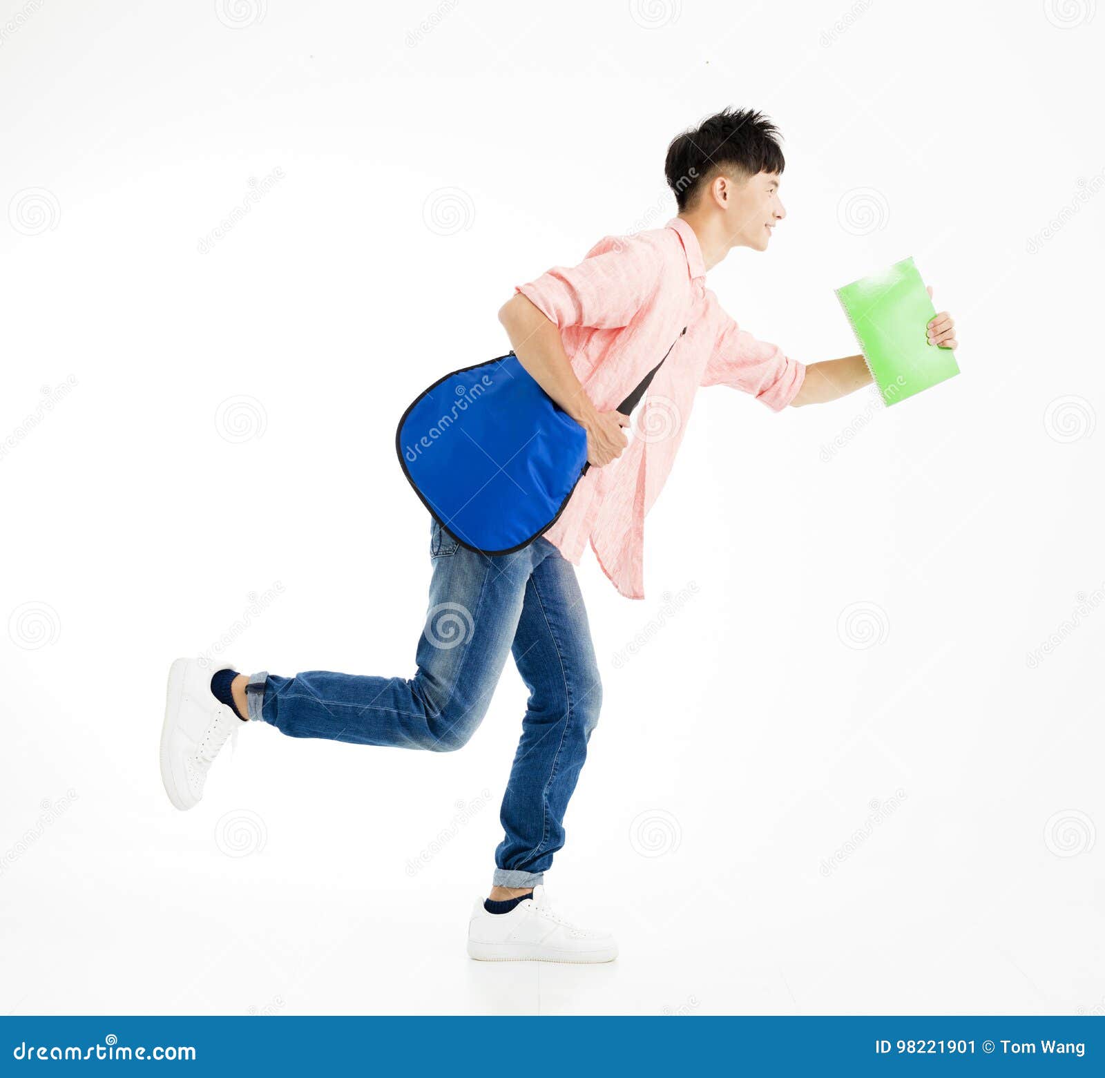 Male Student in Rush Running Stock Image - Image of pose, hurry: 98221901