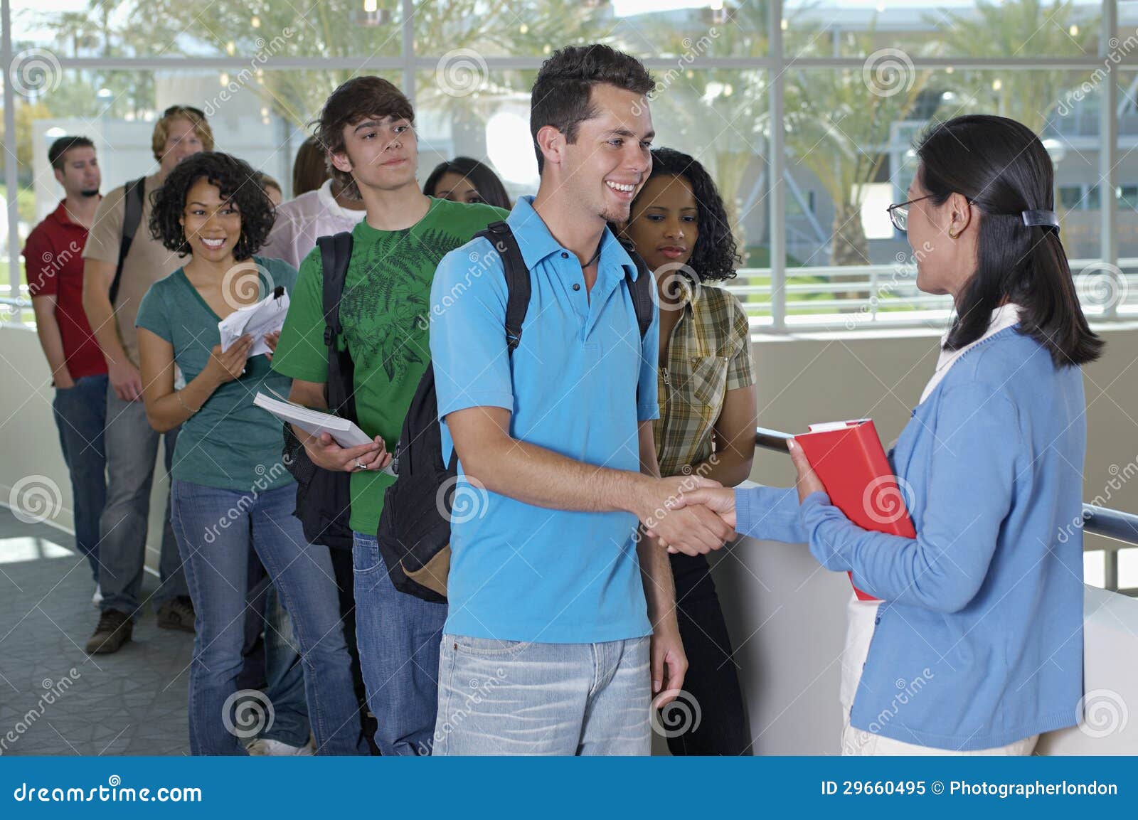 Teacher. Handshake. Students Diplomas. University. Royalty-Free Stock ...