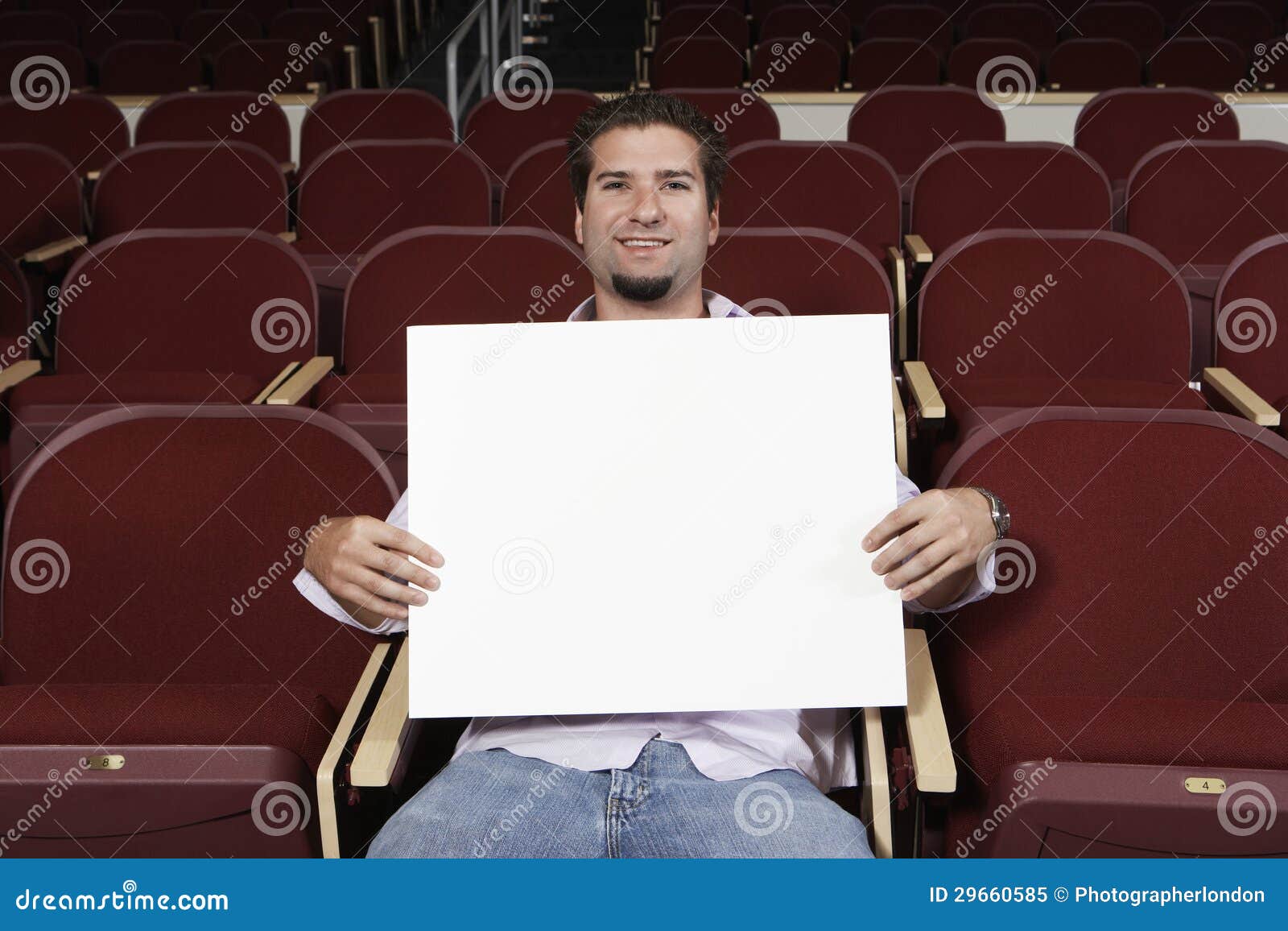 Male Student with Sign Board in Classroom Stock Image - Image of ...