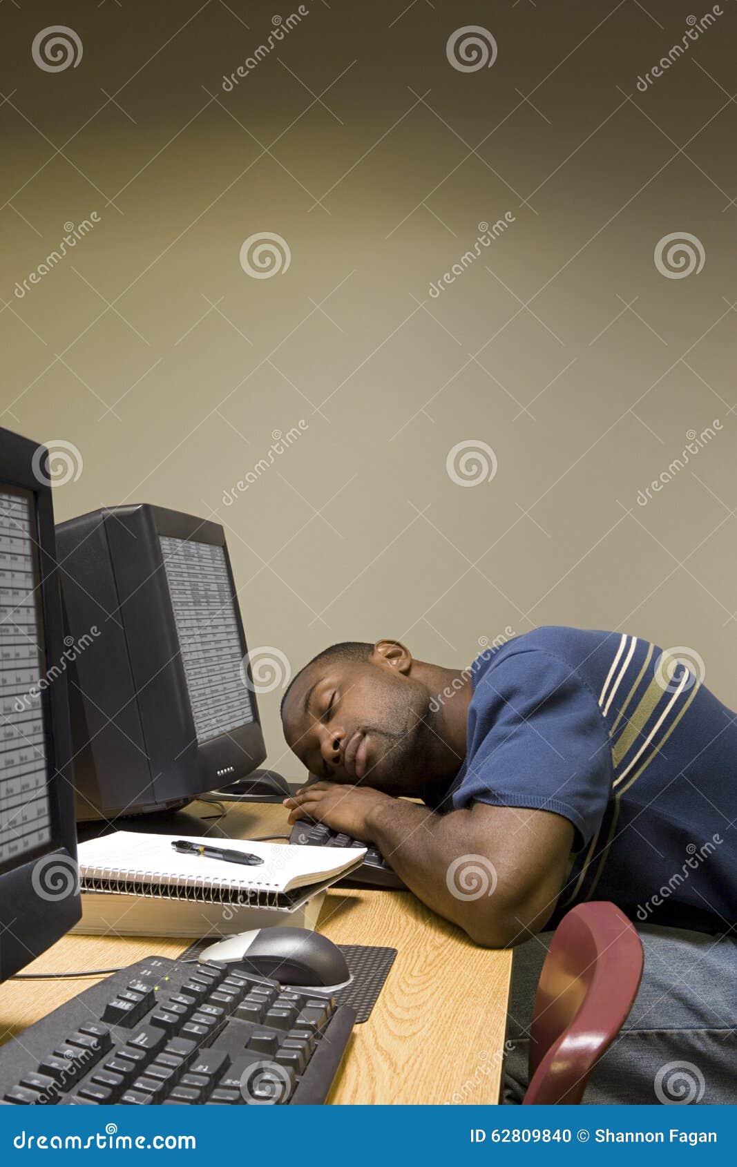 Male Student Sleeping at His Computer Stock Photo - Image of african ...
