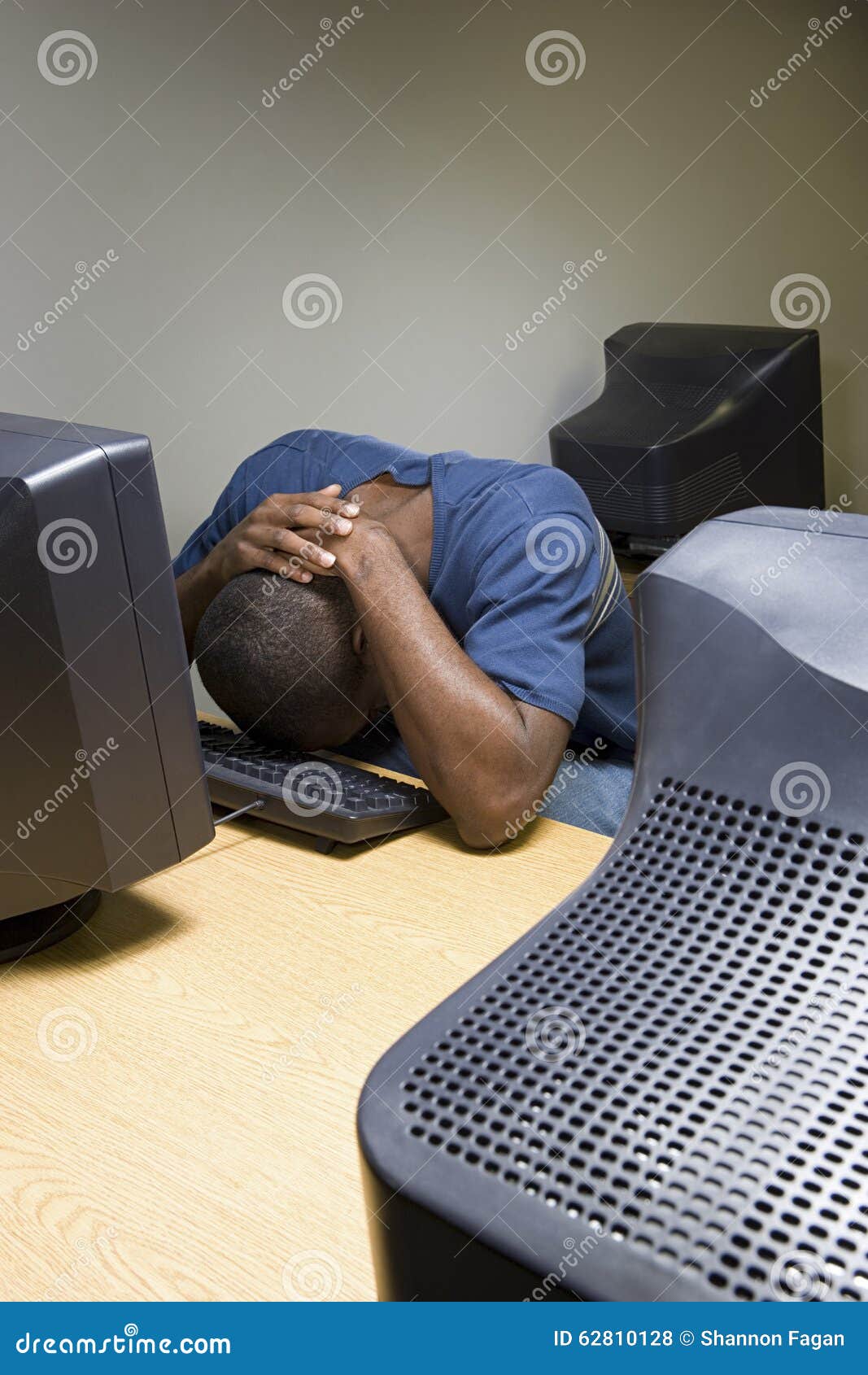 Male Student Sleeping at His Computer Stock Photo - Image of ethnicity ...