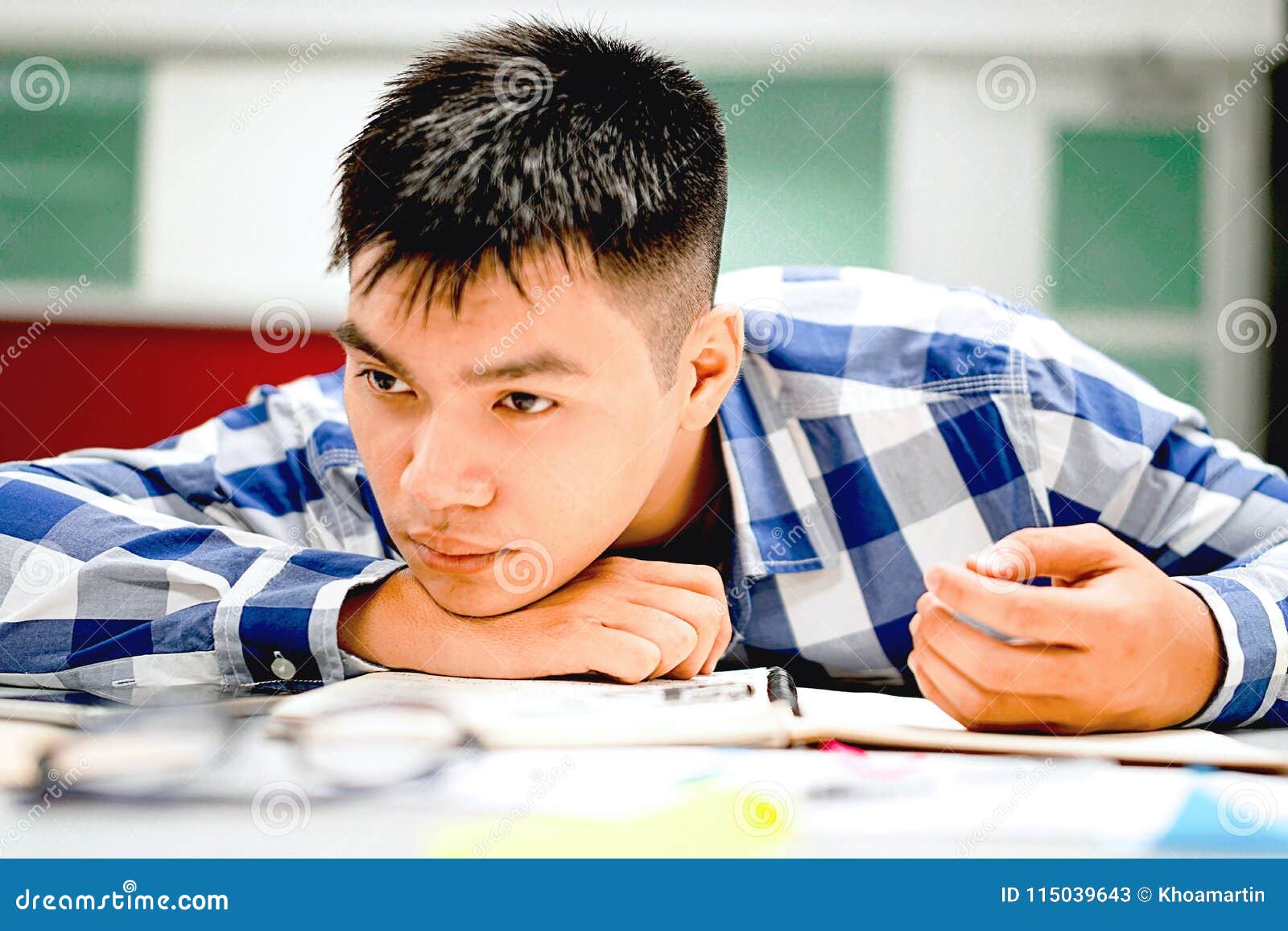 Male Student Study in the Campus | Bored and Tired of Examination Stock ...