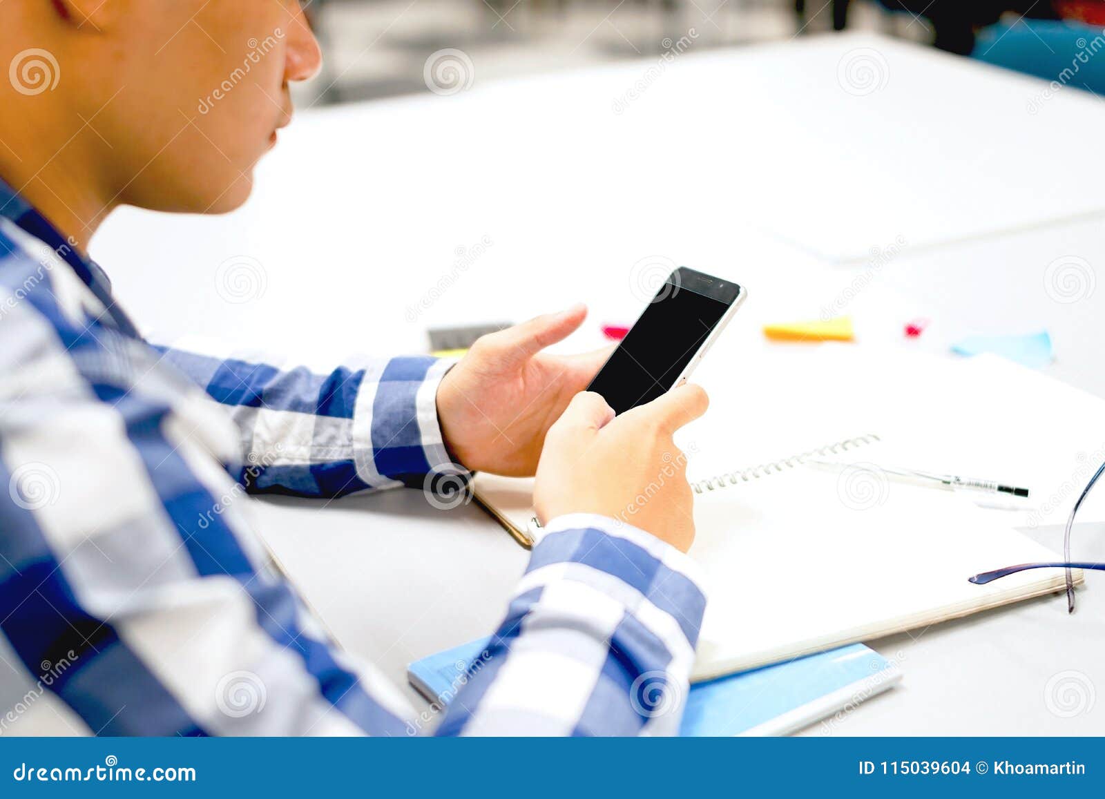 Male Student Study in the Campus | Using Smartphone Stock Photo - Image ...