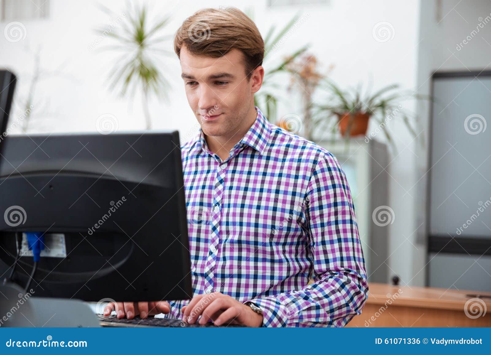 Male Student Using Computer in University Stock Photo - Image of ...
