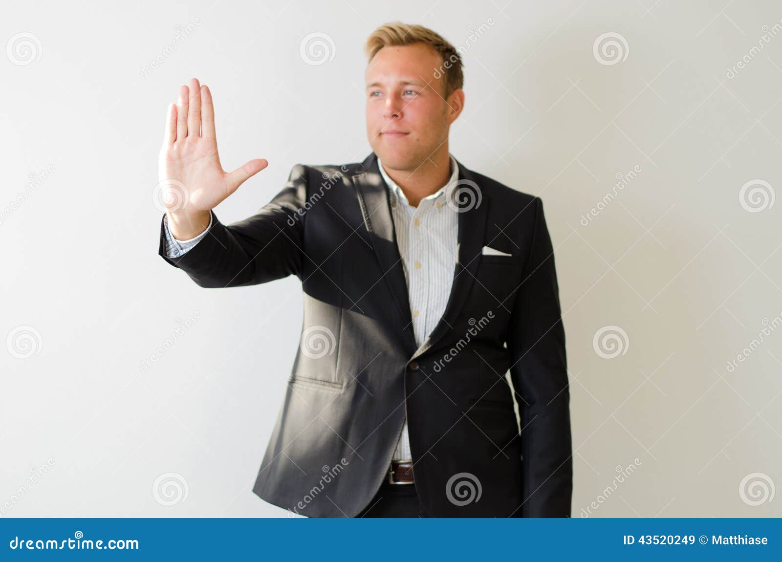 Male in suit saying stop stock image. Image of caucasian - 43520249