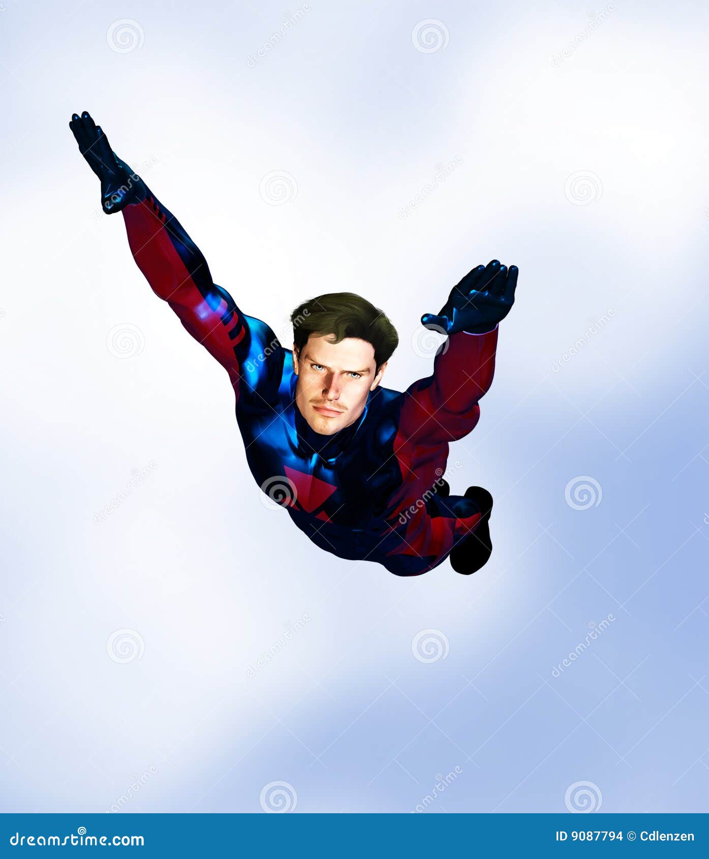 Male Superhero flying stock illustration. Illustration of determined ...