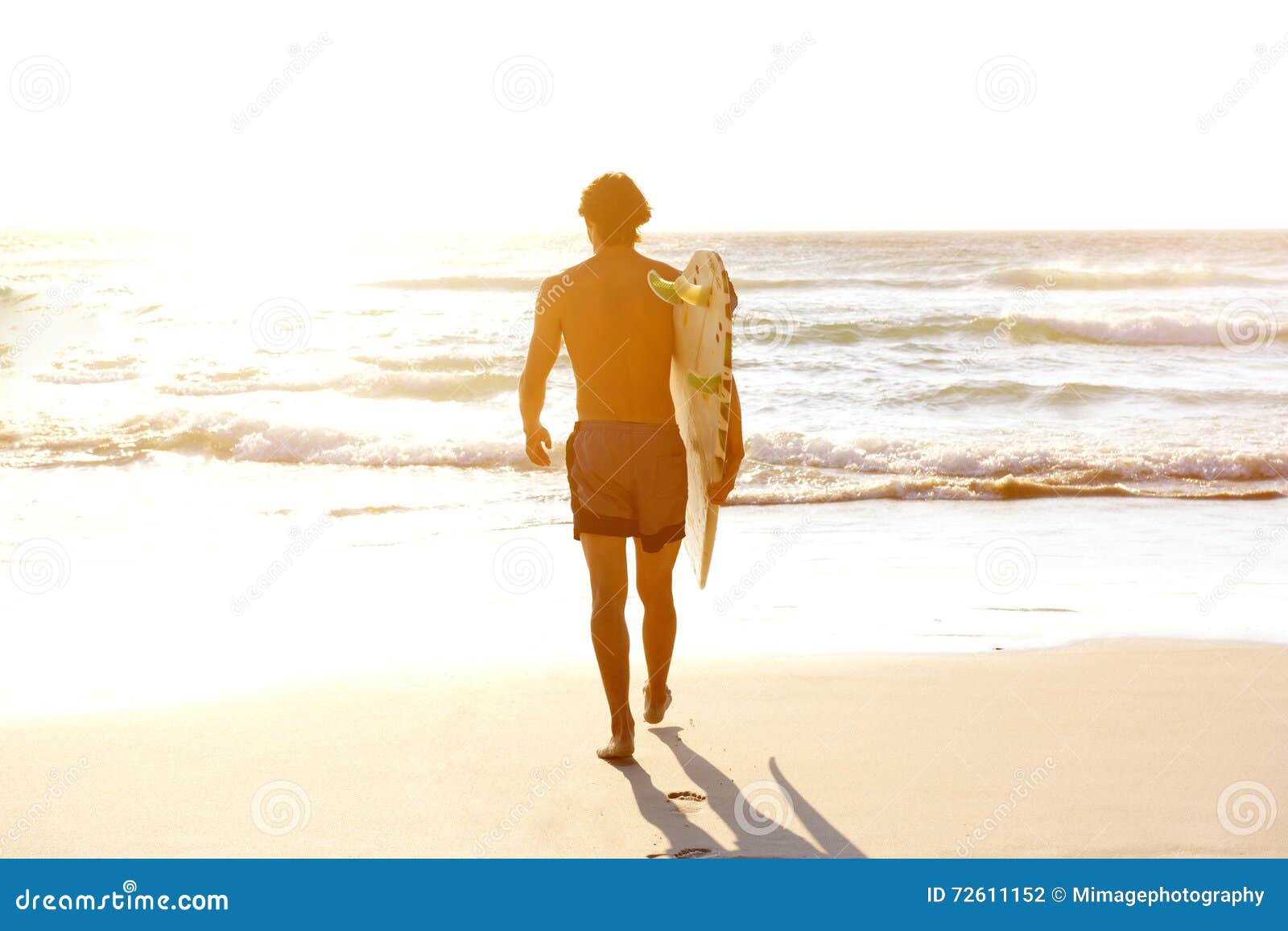 Male Surfer Walking into Water Stock Photo - Image of extreme, person ...