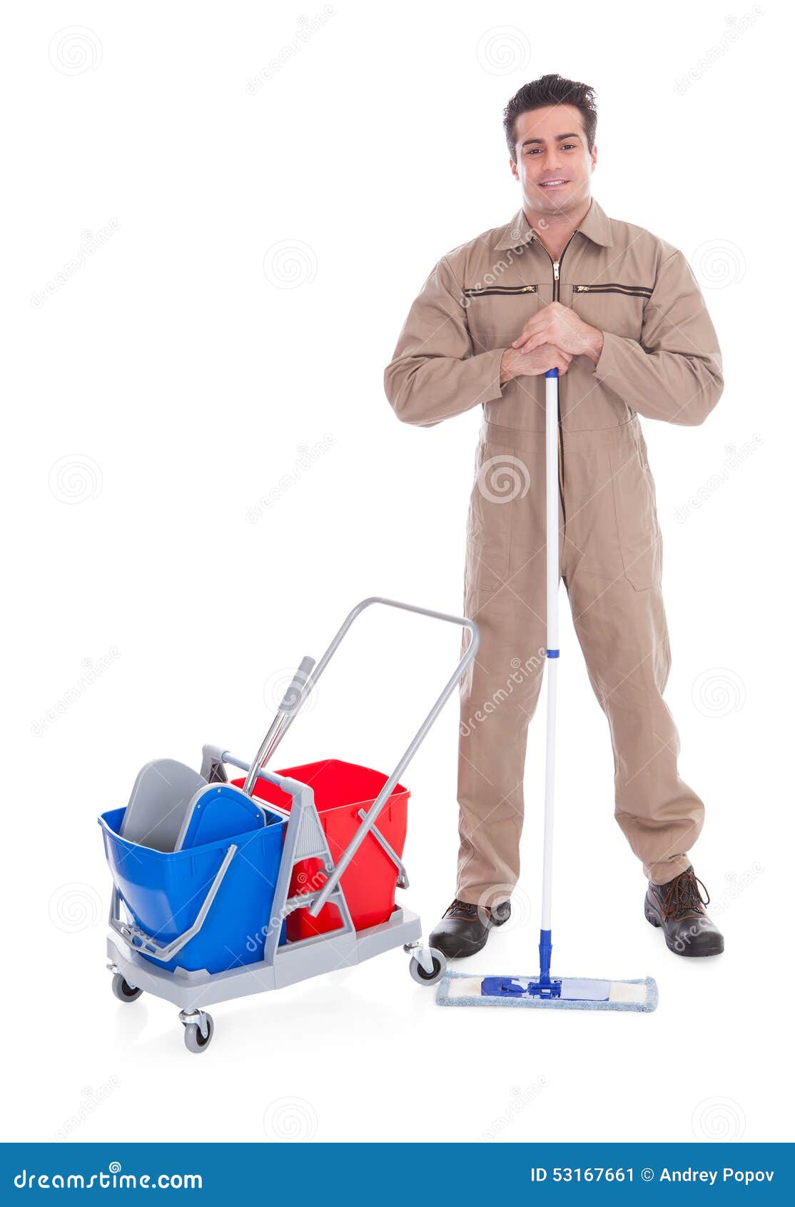 Male Sweeper Cleaning Floor Stock Image - Image of industrial, bucket ...