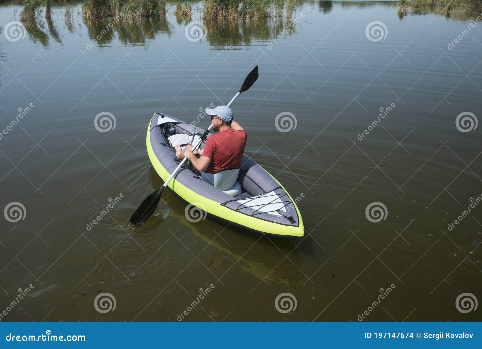 Male swim on kayak stock photo. Image of health, tourist - 197147674
