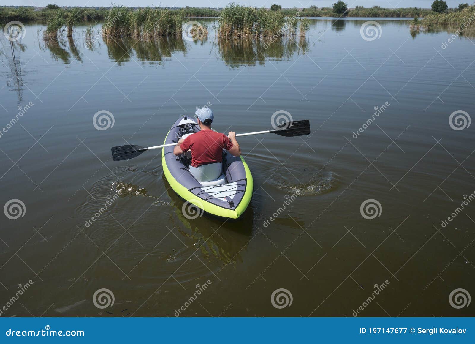 Male swim on kayak stock image. Image of kayak, life - 197147677