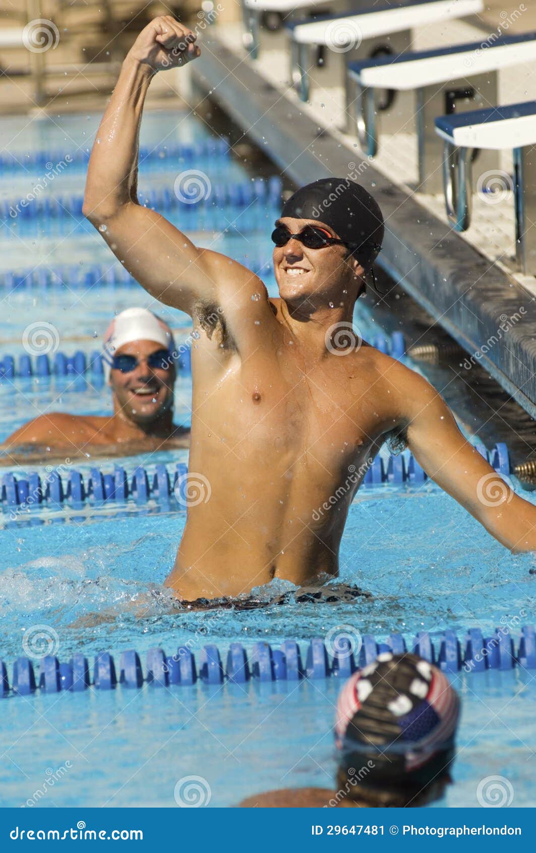 Male Swimmer Cheering stock image. Image of hobbies, athletic - 29647481