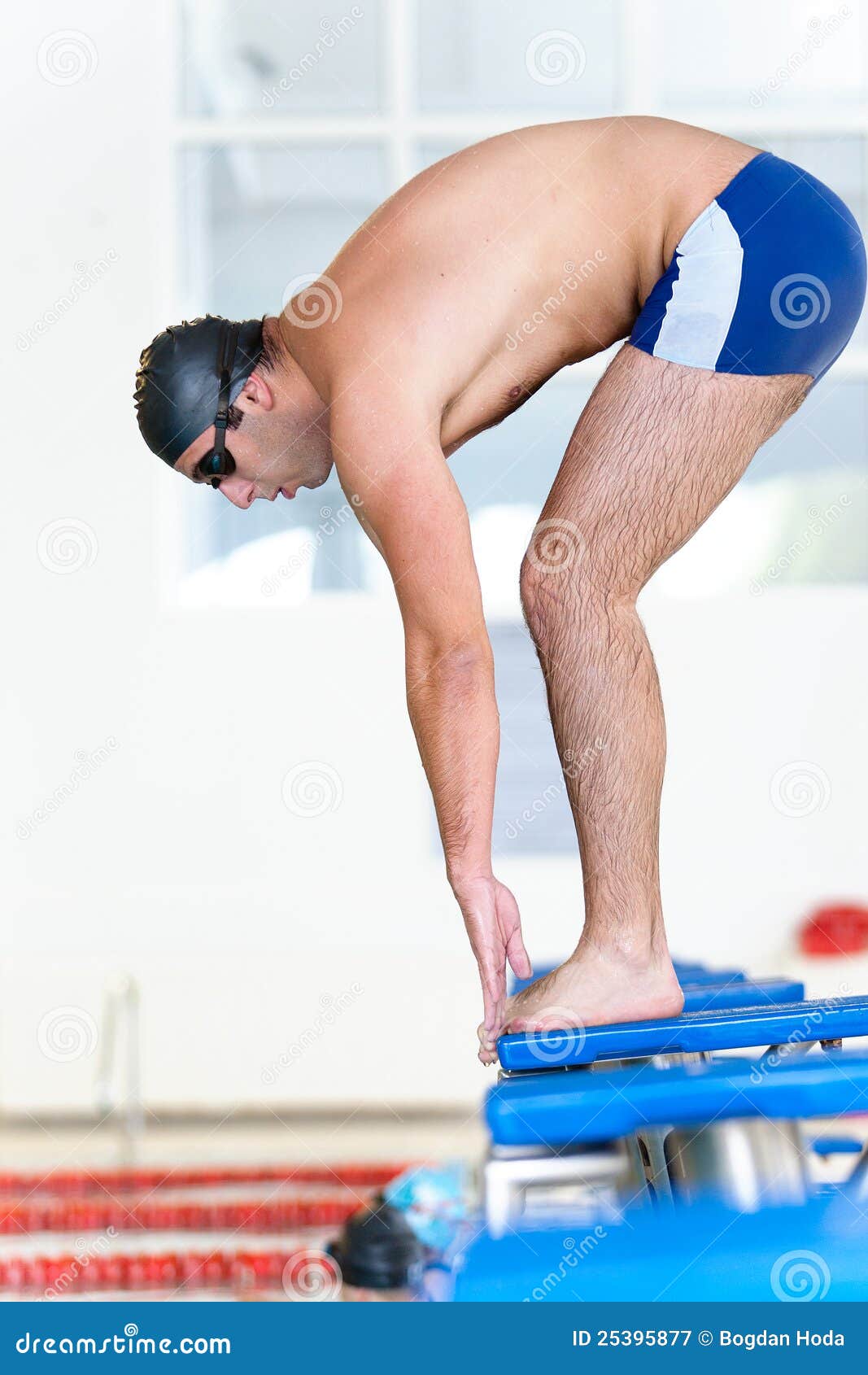 Male Swimmer on Competition Start Stock Image - Image of competition ...