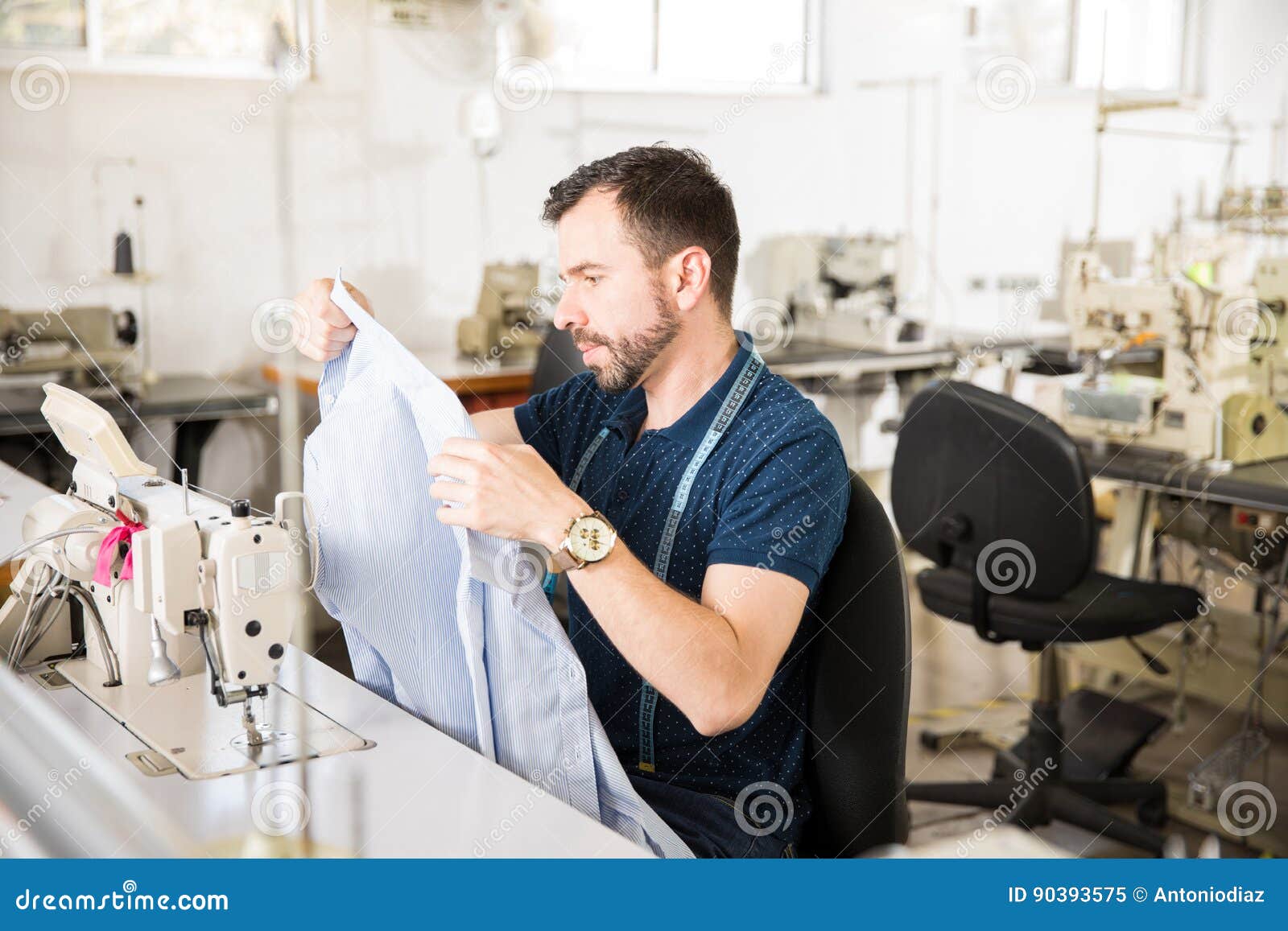 Male Tailor Inspecting His Own Work Stock Image - Image of indoor, tape ...