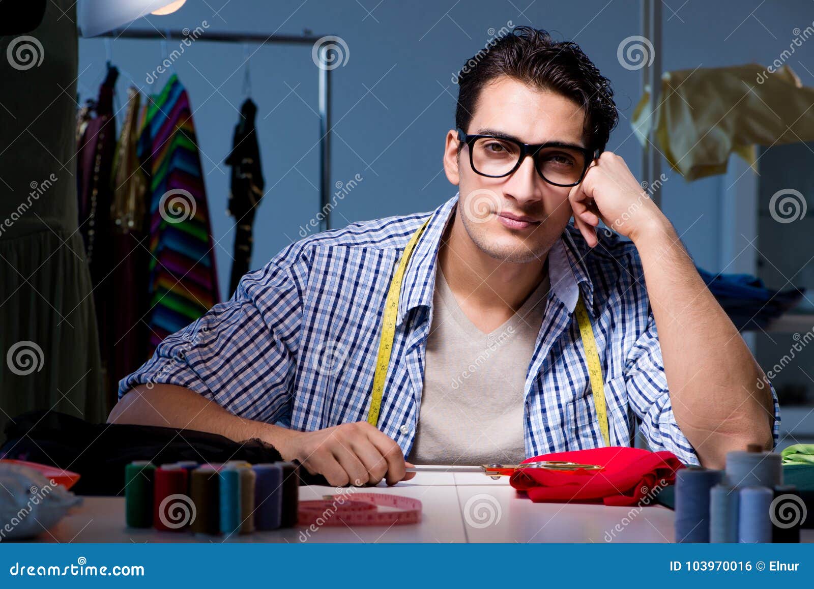 The Male Tailor Working in Sewer Shop Stock Photo - Image of industry ...