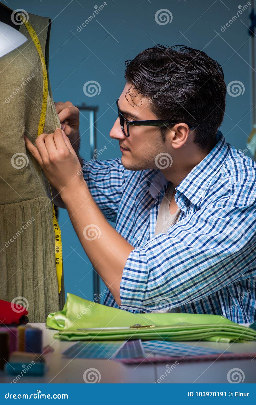 The Male Tailor Working in Sewer Shop Stock Image - Image of ...