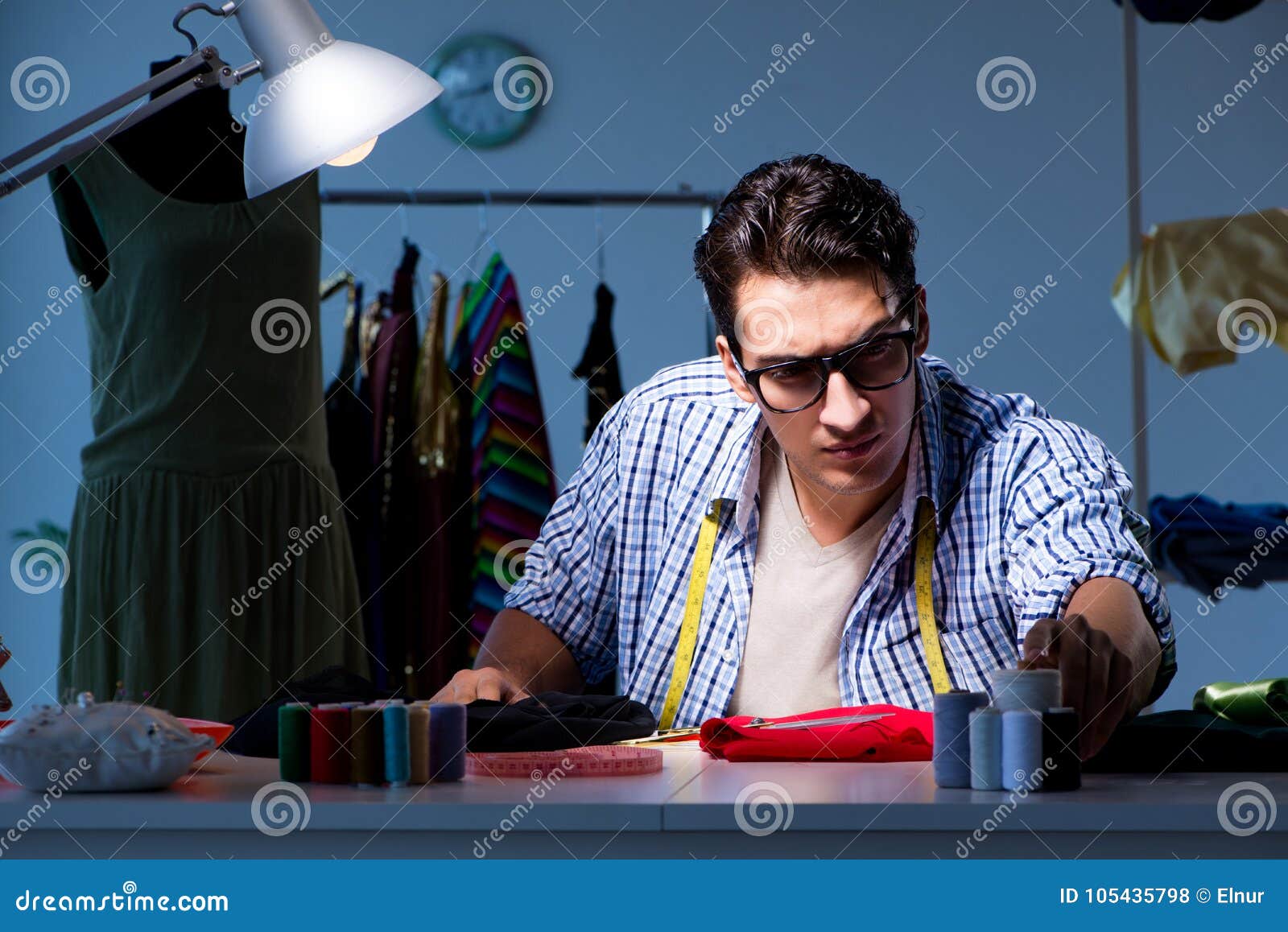 The Male Tailor Working in Sewer Shop Stock Photo - Image of garment ...