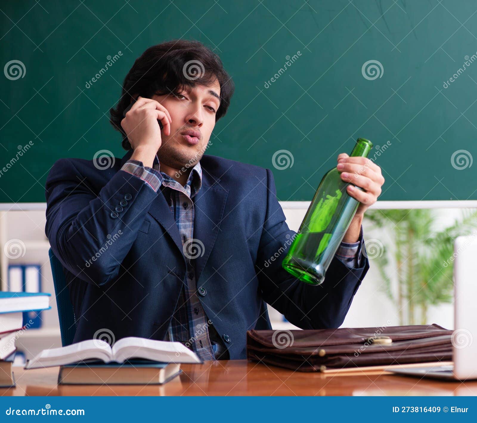 Male Teacher Drinking in the Classroom Stock Image - Image of drink ...