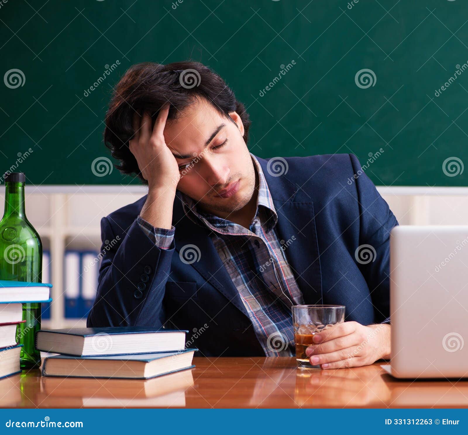 Male Teacher Drinking in the Classroom Stock Image - Image of brandy ...