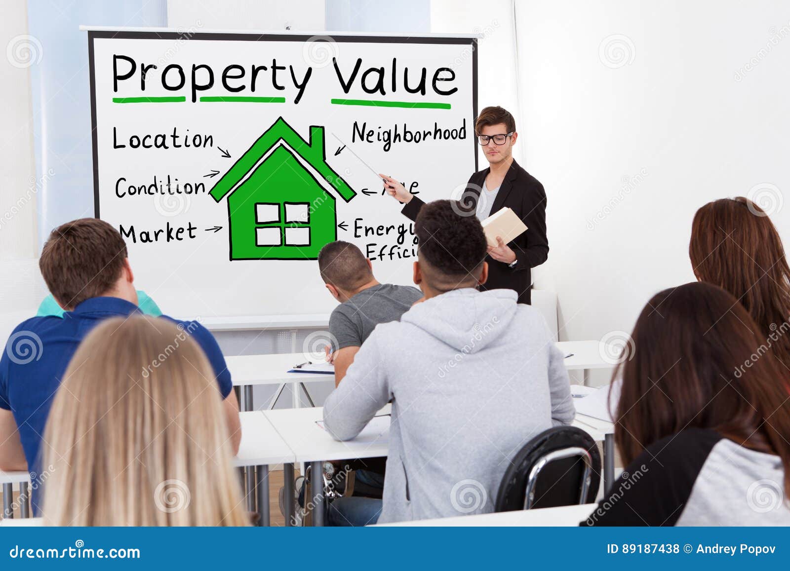 Male Teacher Teaching Property Value To Students Stock Photo - Image of ...