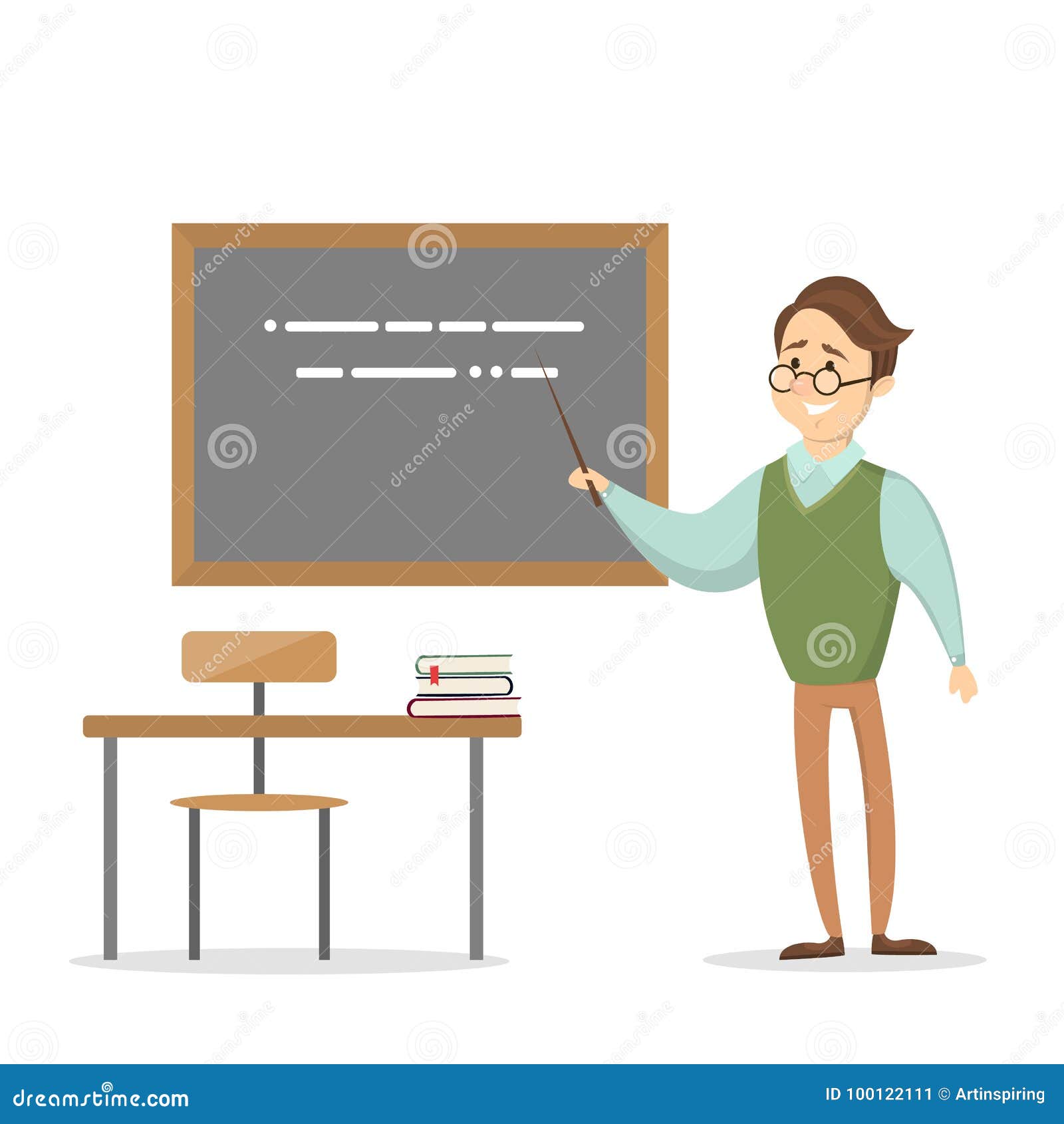 Male techer at class. stock vector. Illustration of occupation - 100122111
