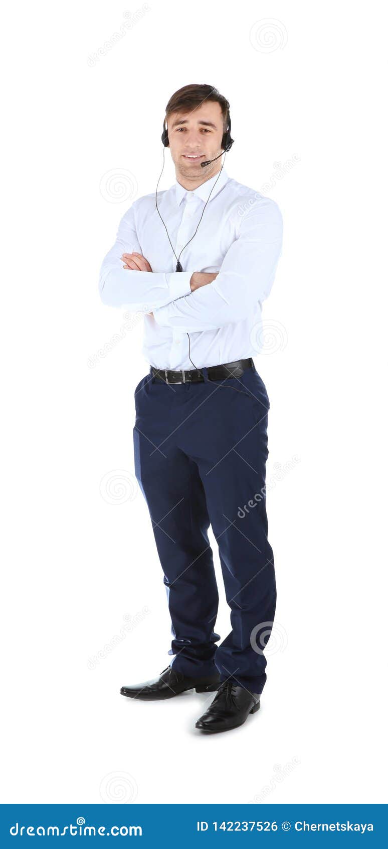 Male Technical Support Operator with Headset Isolated Stock Photo ...