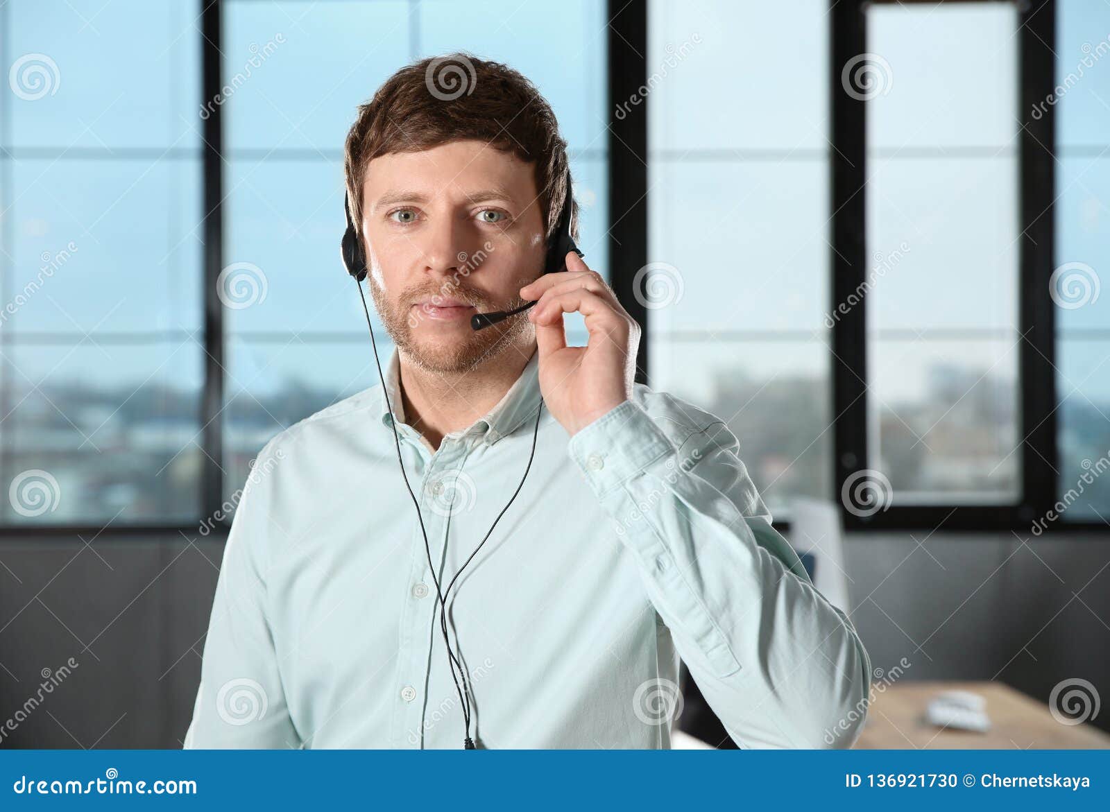 Male Technical Support Operator with Headset Stock Photo - Image of ...