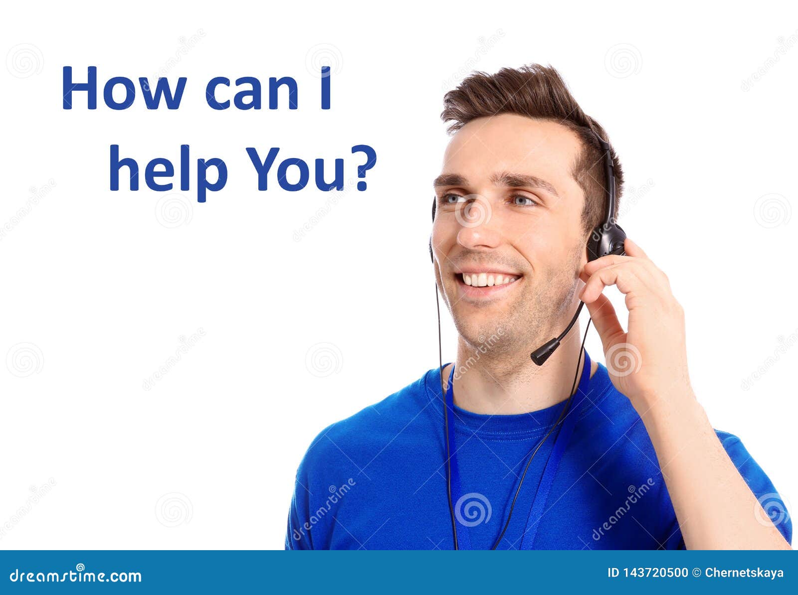 Male Technical Support Operator with Headset on White Stock Photo ...