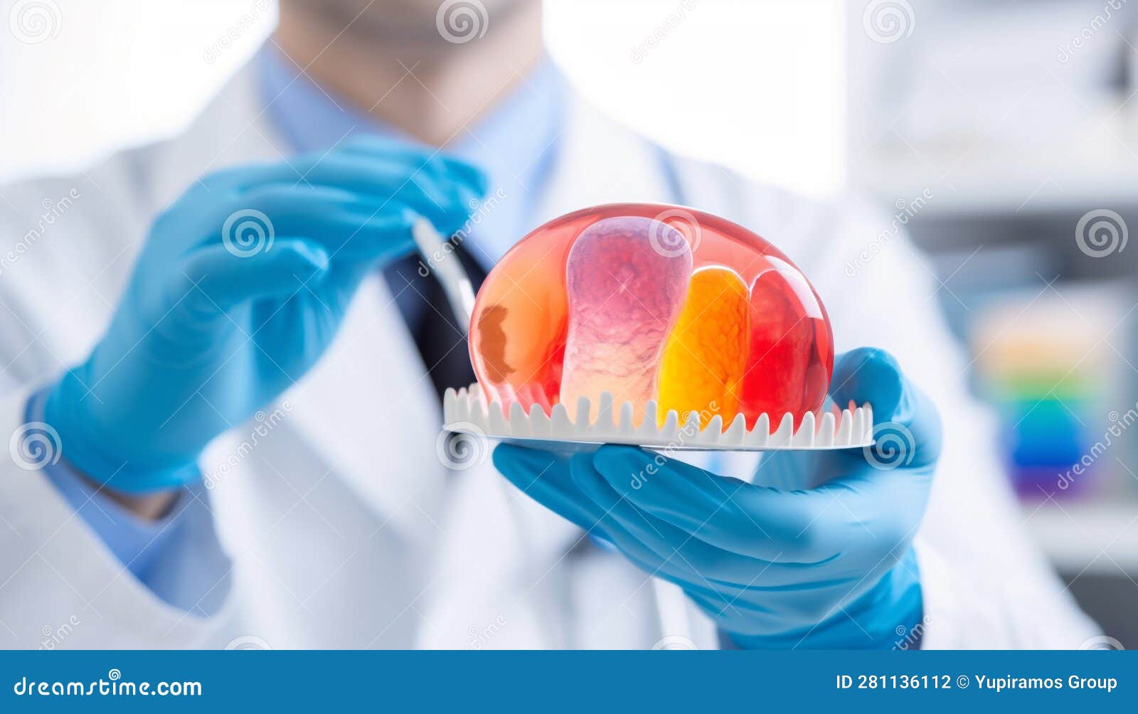 Male Technician Analyzing Dental Mold with Surgical Mask in Lab Coat ...