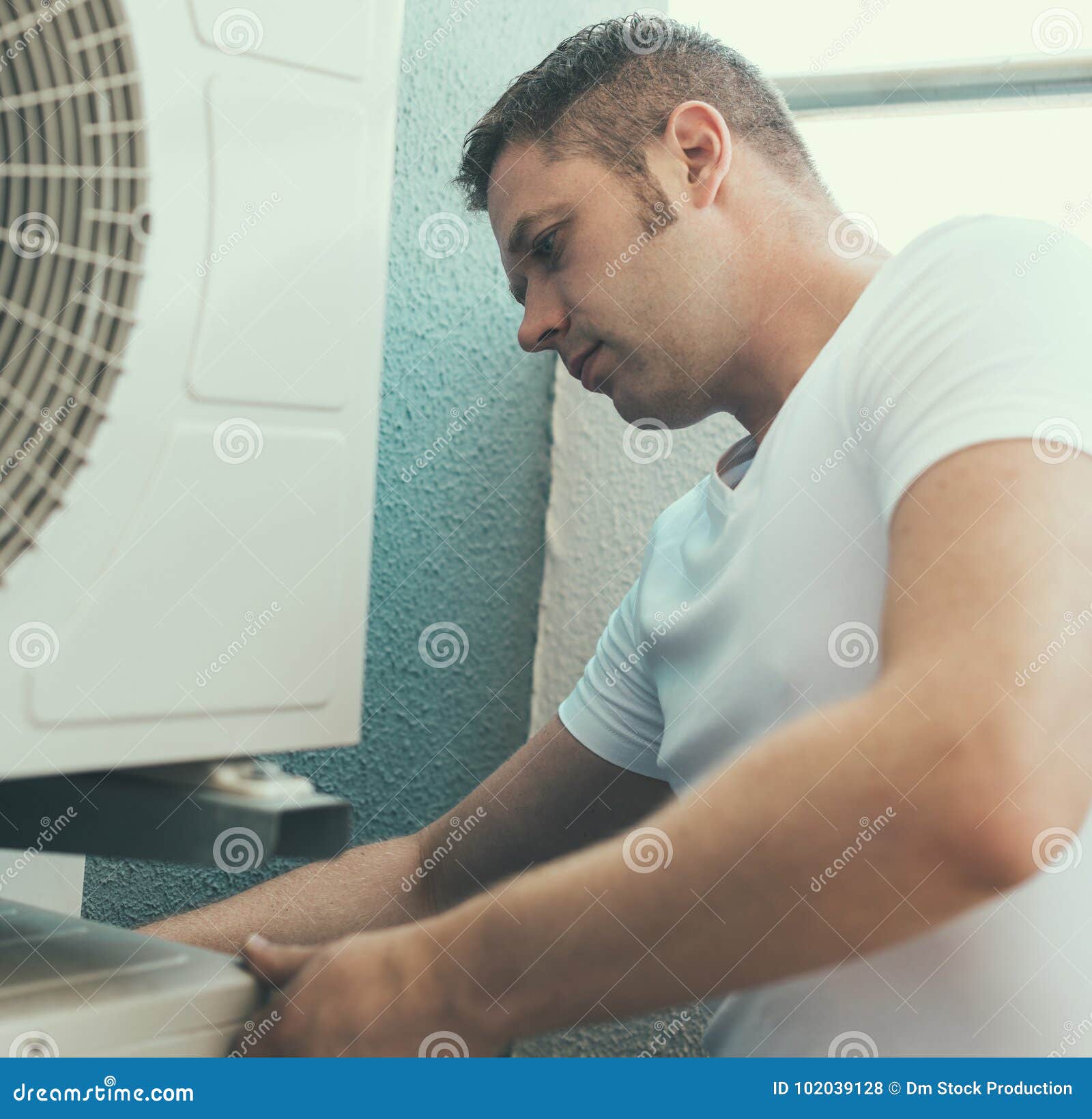 Air-conditioning System Installation. Stock Photo - Image of master ...