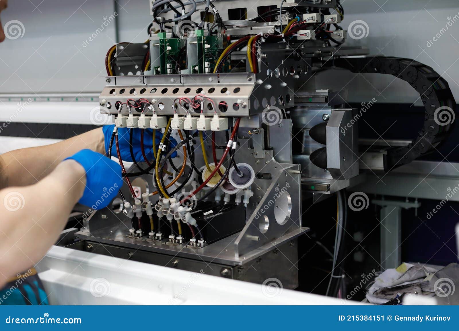 Maintenance Work on Large Format Fabric Printer Stock Image - Image of ...