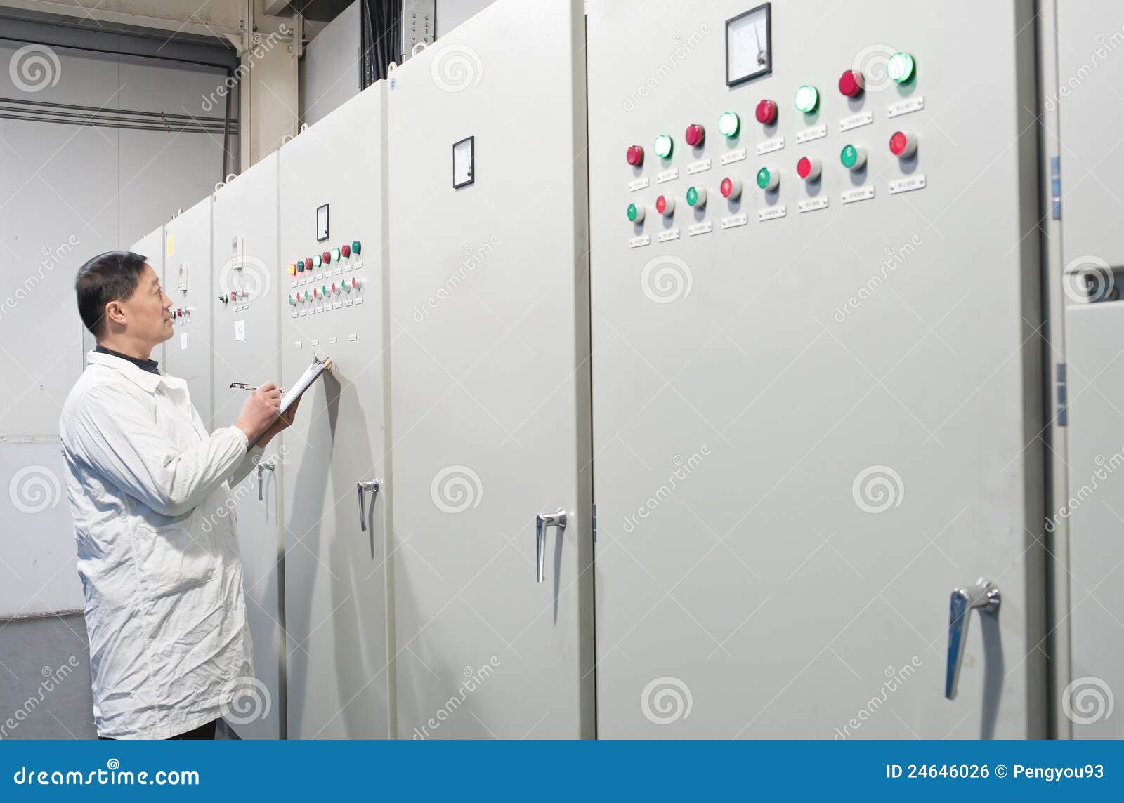 A Male Technician Records Meter Stock Photo - Image of mobility ...