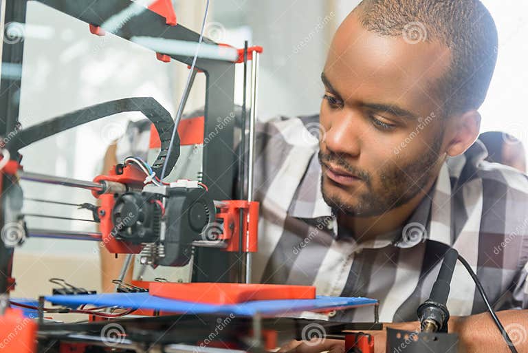 Male Technician Using 3d Printing Stock Image - Image of dimensional ...