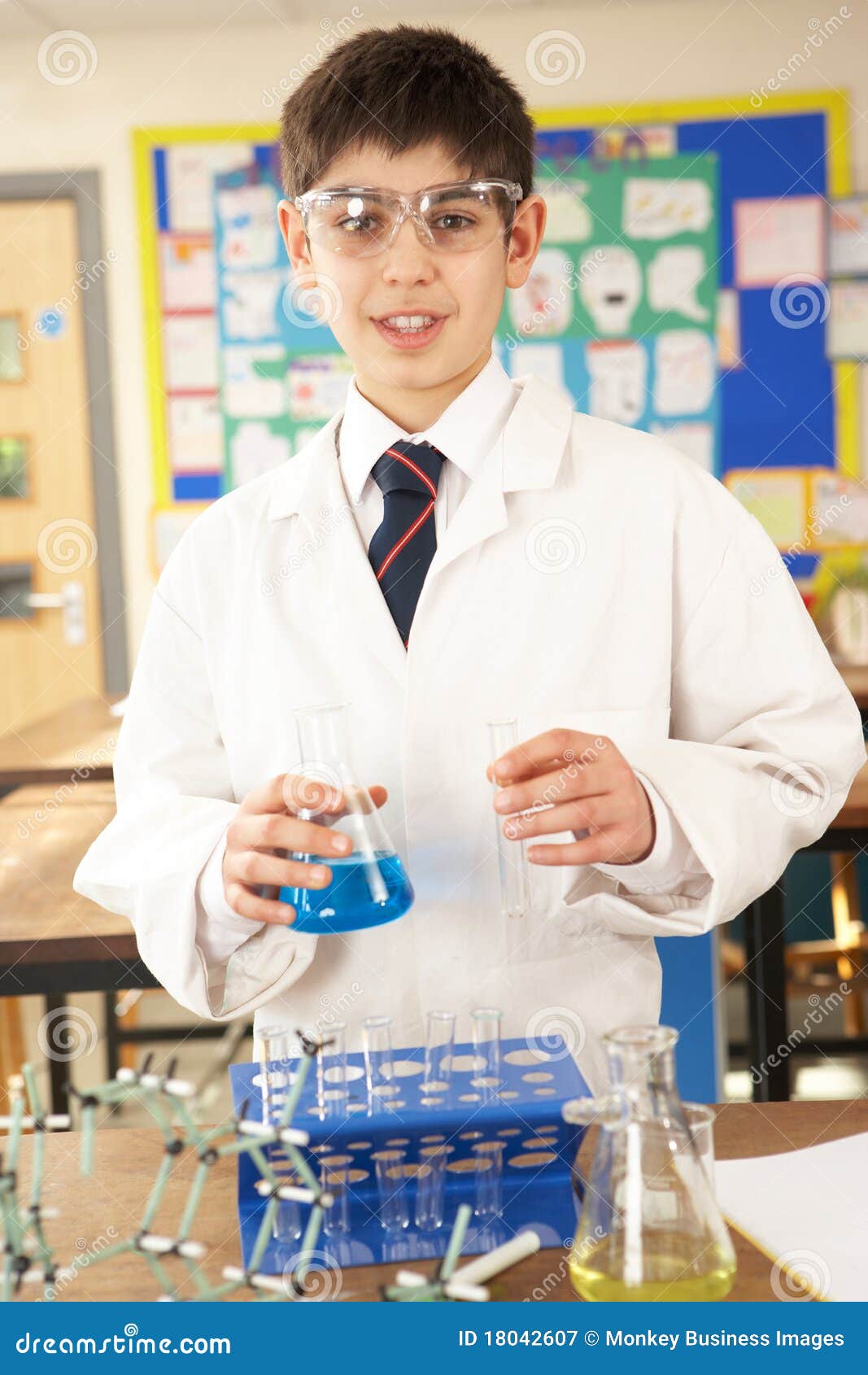 Male Teenage Student in Science Class Stock Image - Image of four ...