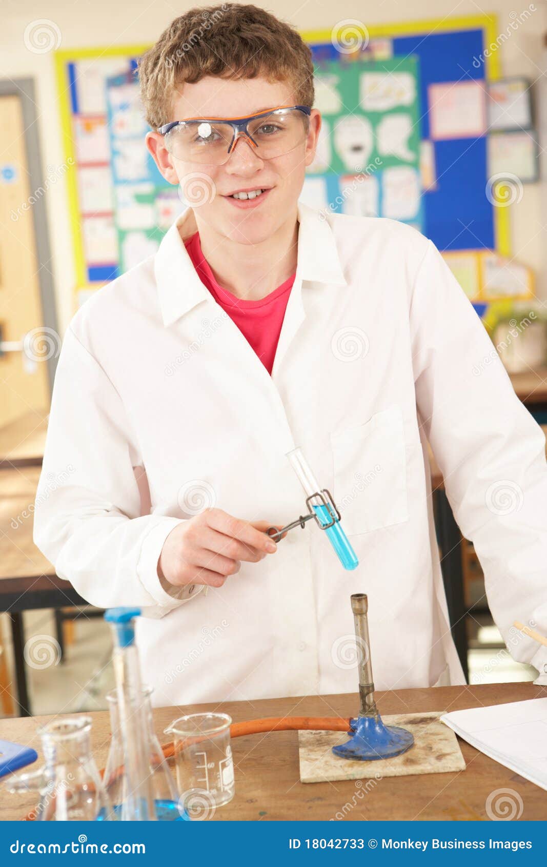 Male Teenage Student in Science Class Stock Image - Image of ...