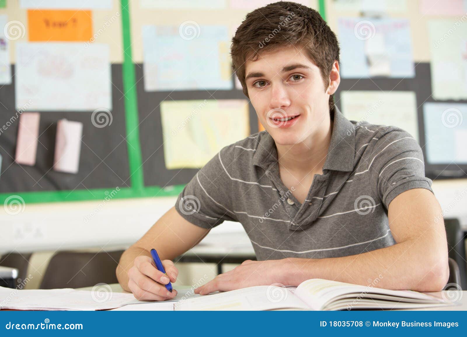 Male Teenage Student Studying Stock Photo - Image of teenage, student ...