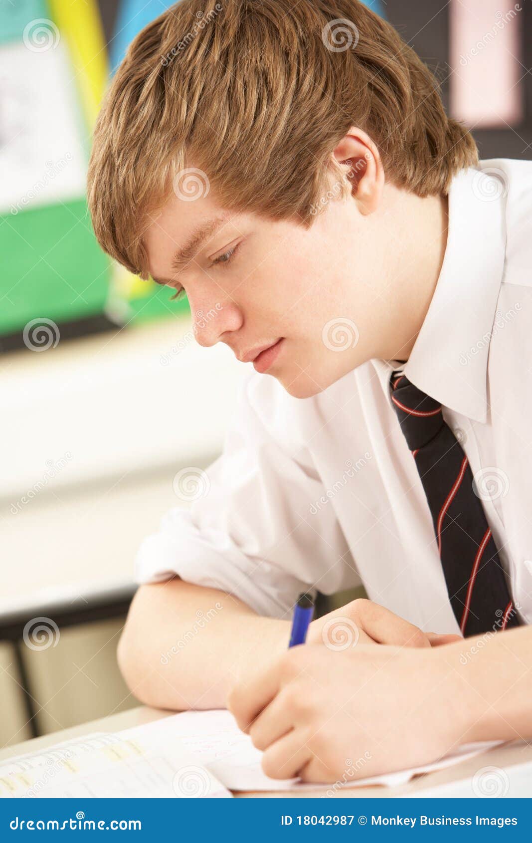 Male Teenage Student Studying Stock Image - Image of learning, male ...