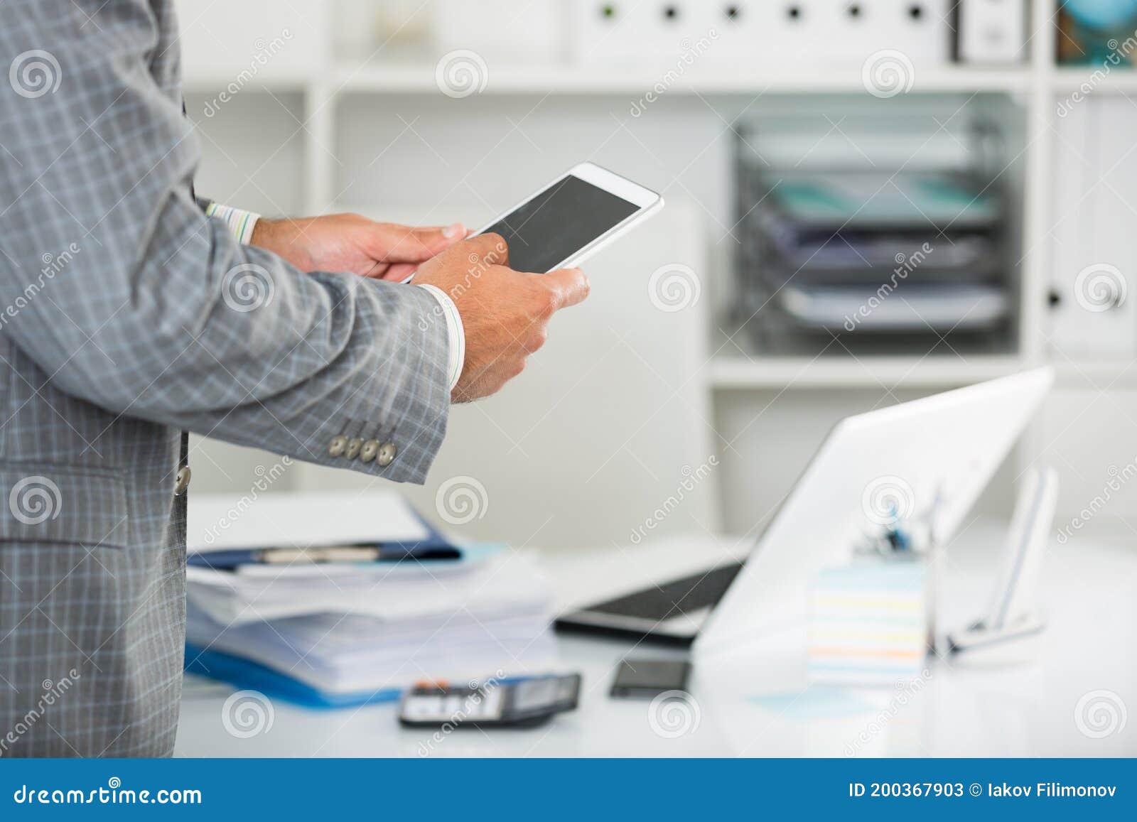 Male Testing Modern Middle Size Touchpad Stock Image - Image of ...