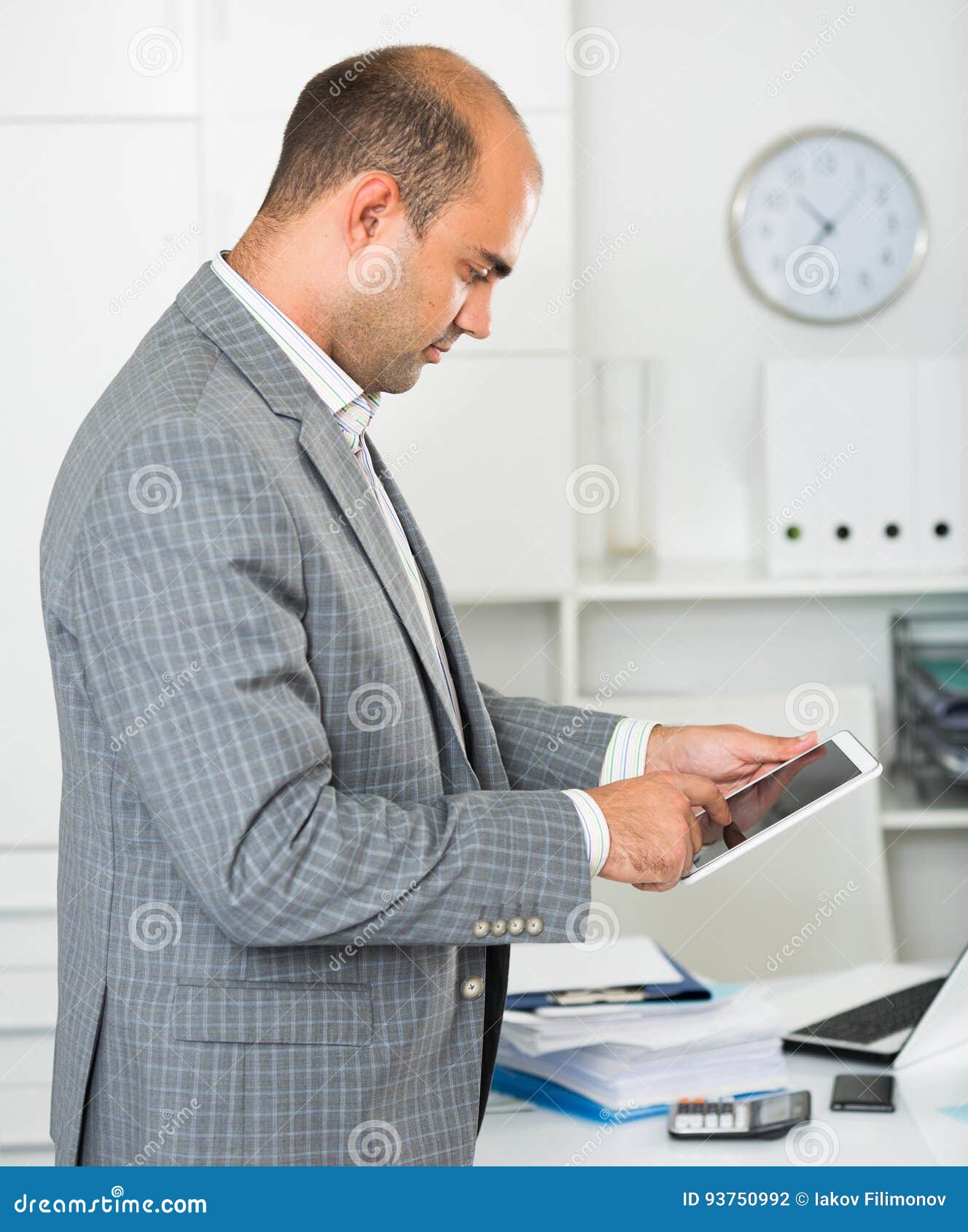 Male Testing Modern Middle Size Touchpad Stock Photo - Image of finger ...