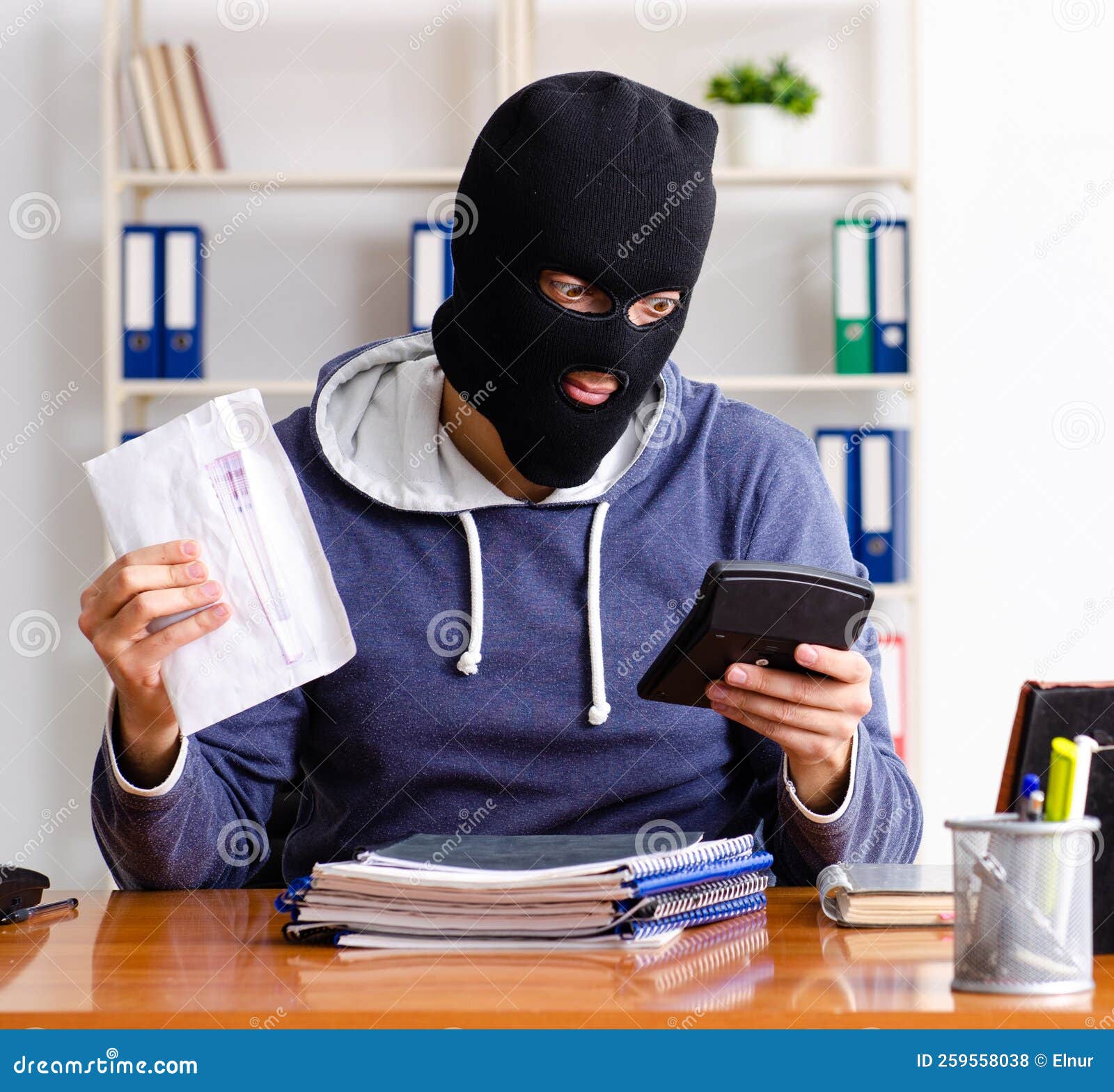 Male Thief in Balaclava in the Office Stock Photo - Image of espionage ...