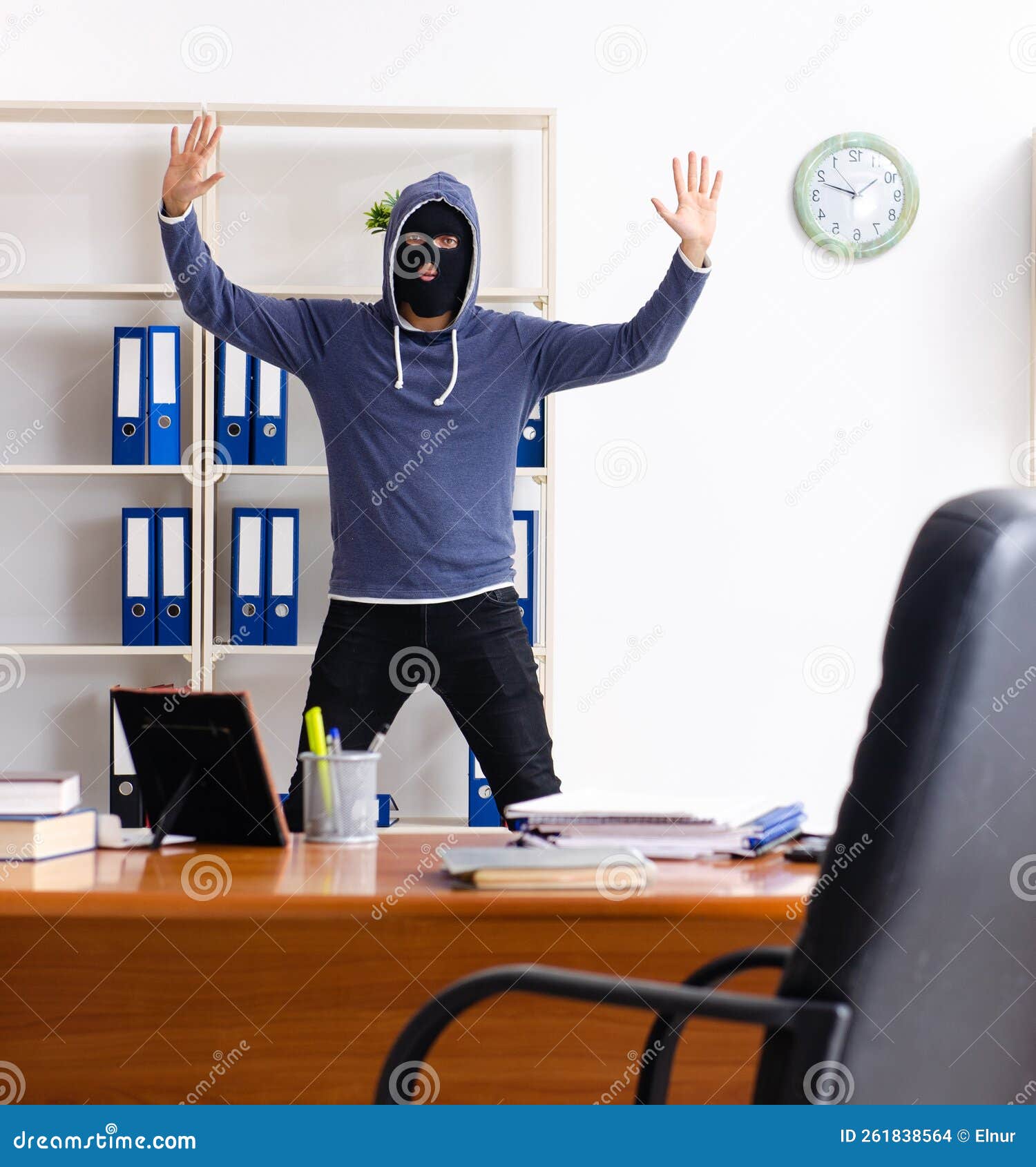 Male Thief in Balaclava in the Office Stock Photo - Image of balaclava ...