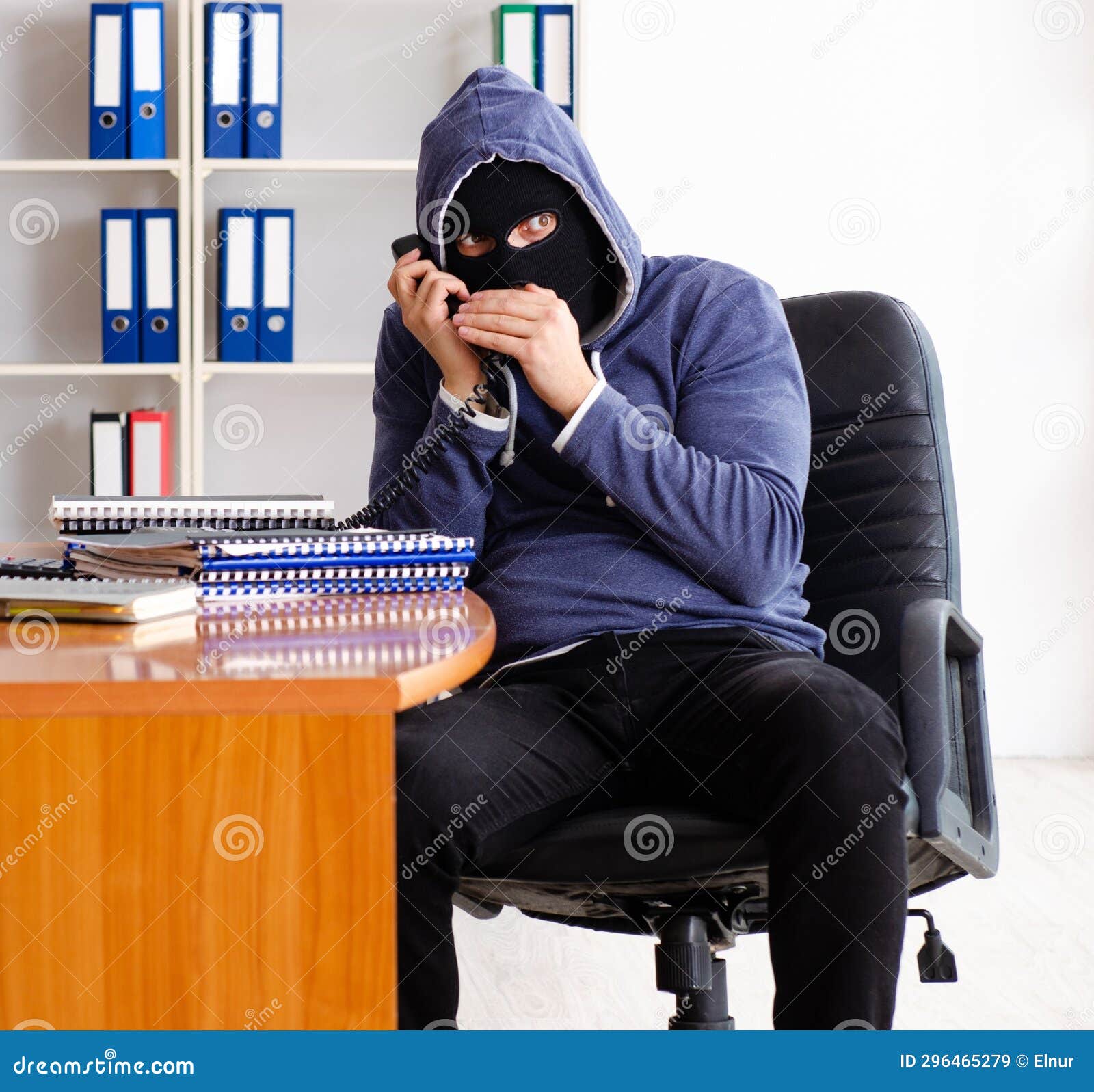 Male Thief in Balaclava in the Office Stock Image - Image of impostor ...