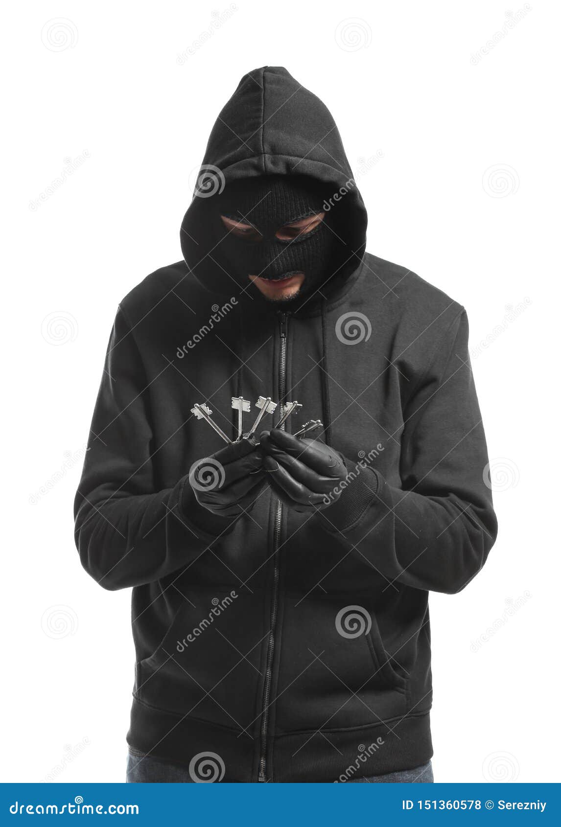 Male Thief with Keys on White Background Stock Photo - Image of burglar ...