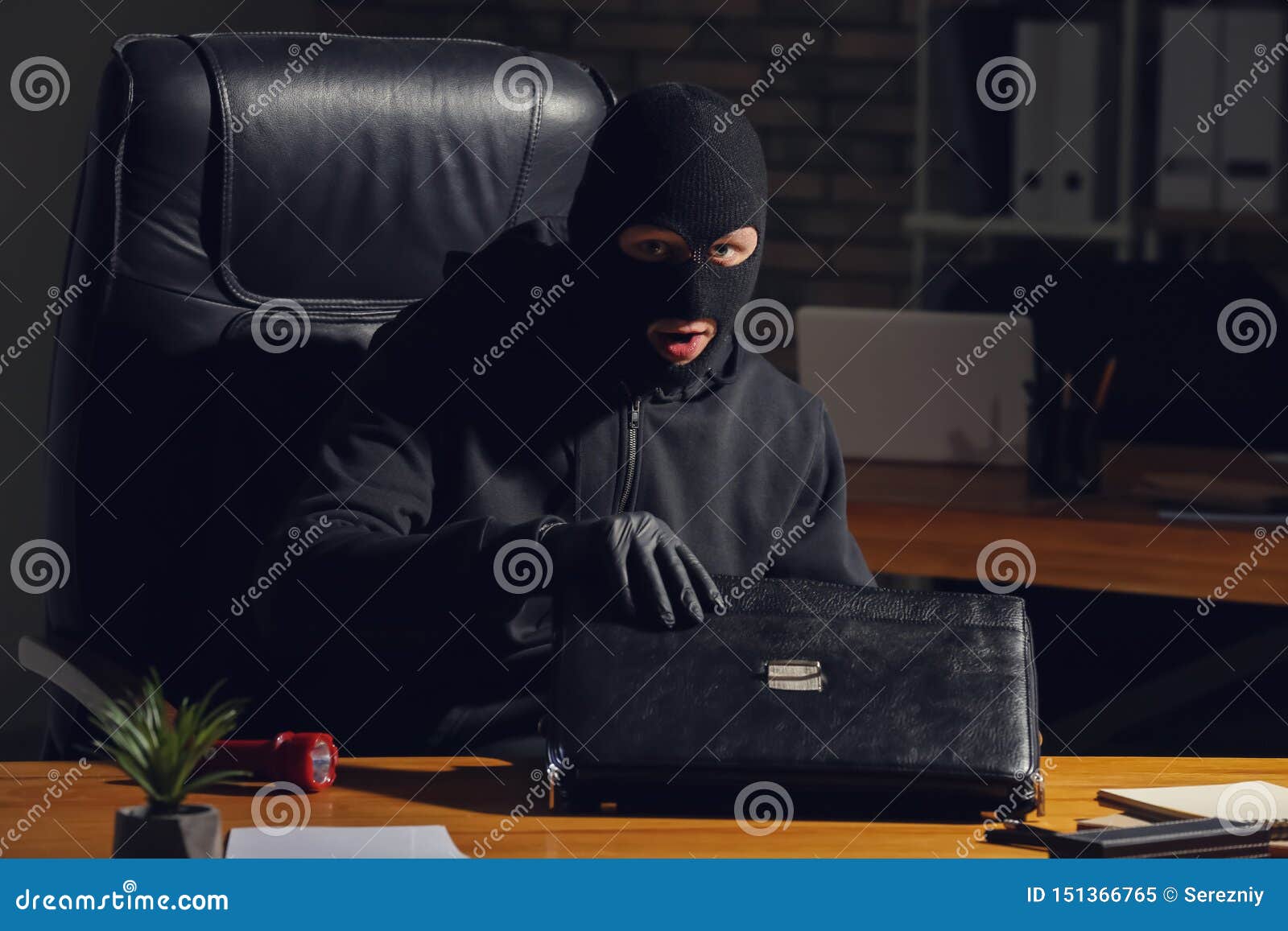 Male Thief Stealing Briefcase in Office Stock Image - Image of criminal ...