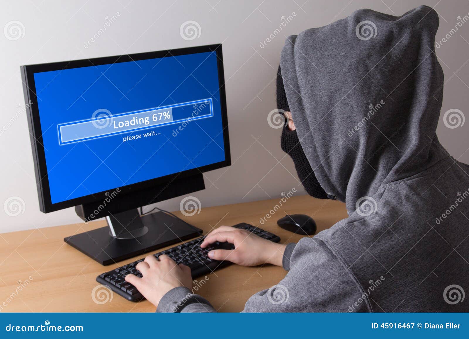 Male Thief Stealing Data from Computer Stock Image - Image of ...