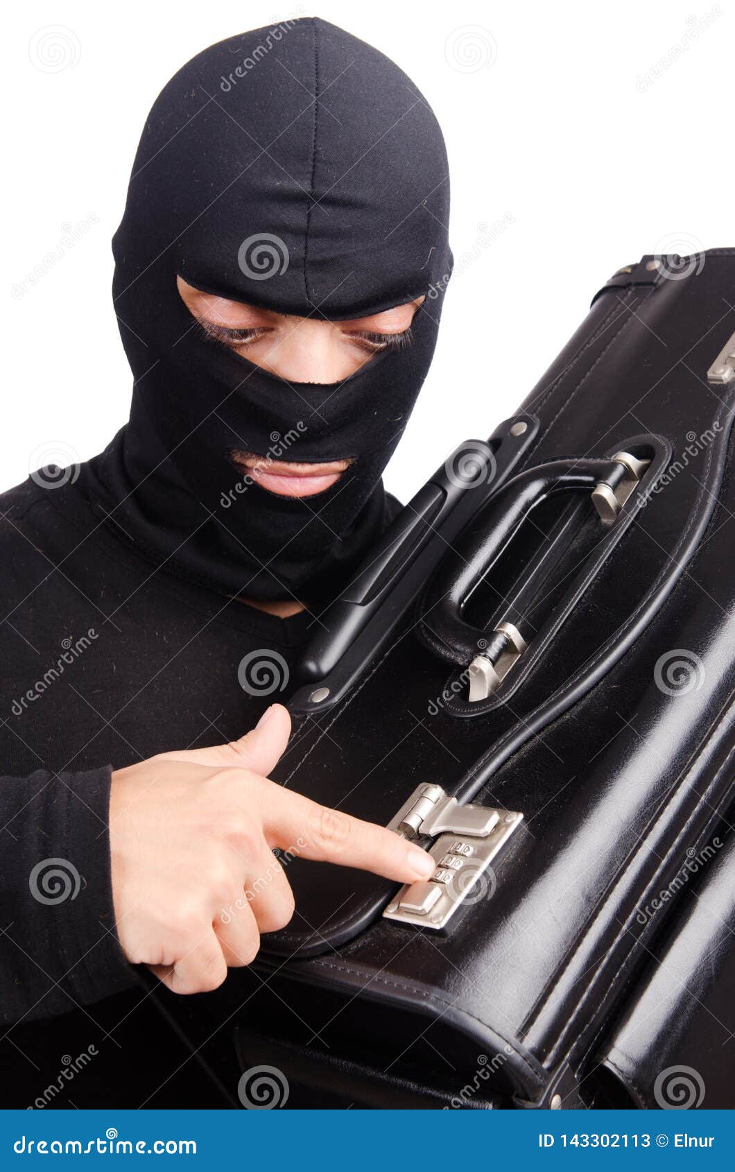 The Male Thief with Suitcase Isolated on White Stock Image - Image of ...