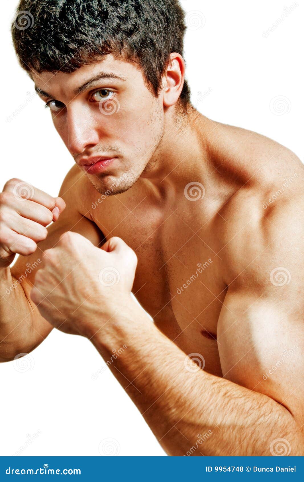 Male Tough Muscular Boxer Ready for a Fight Stock Photo - Image of ...