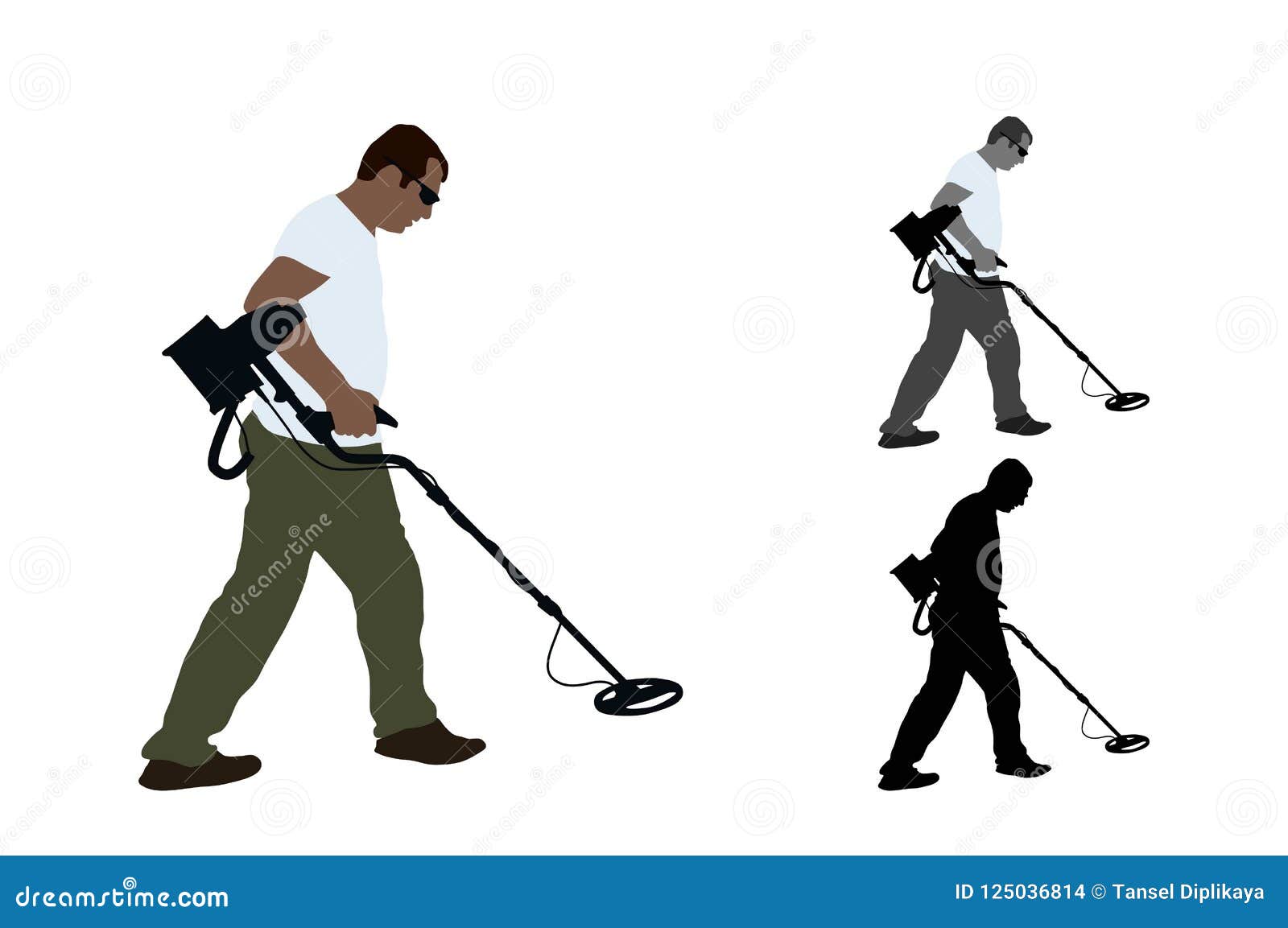 Archaeologist With Metal Detector Sketch Vector Illustration. Field ...