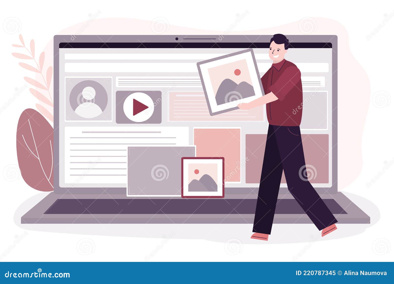 Male UI and UX Designer Build Website on Laptop Screen. Employee Man ...