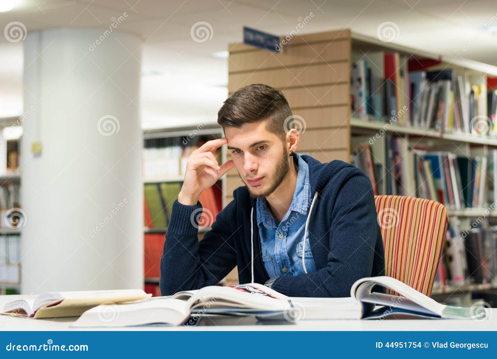 Male University Student in the Library Stock Photo - Image of smart ...